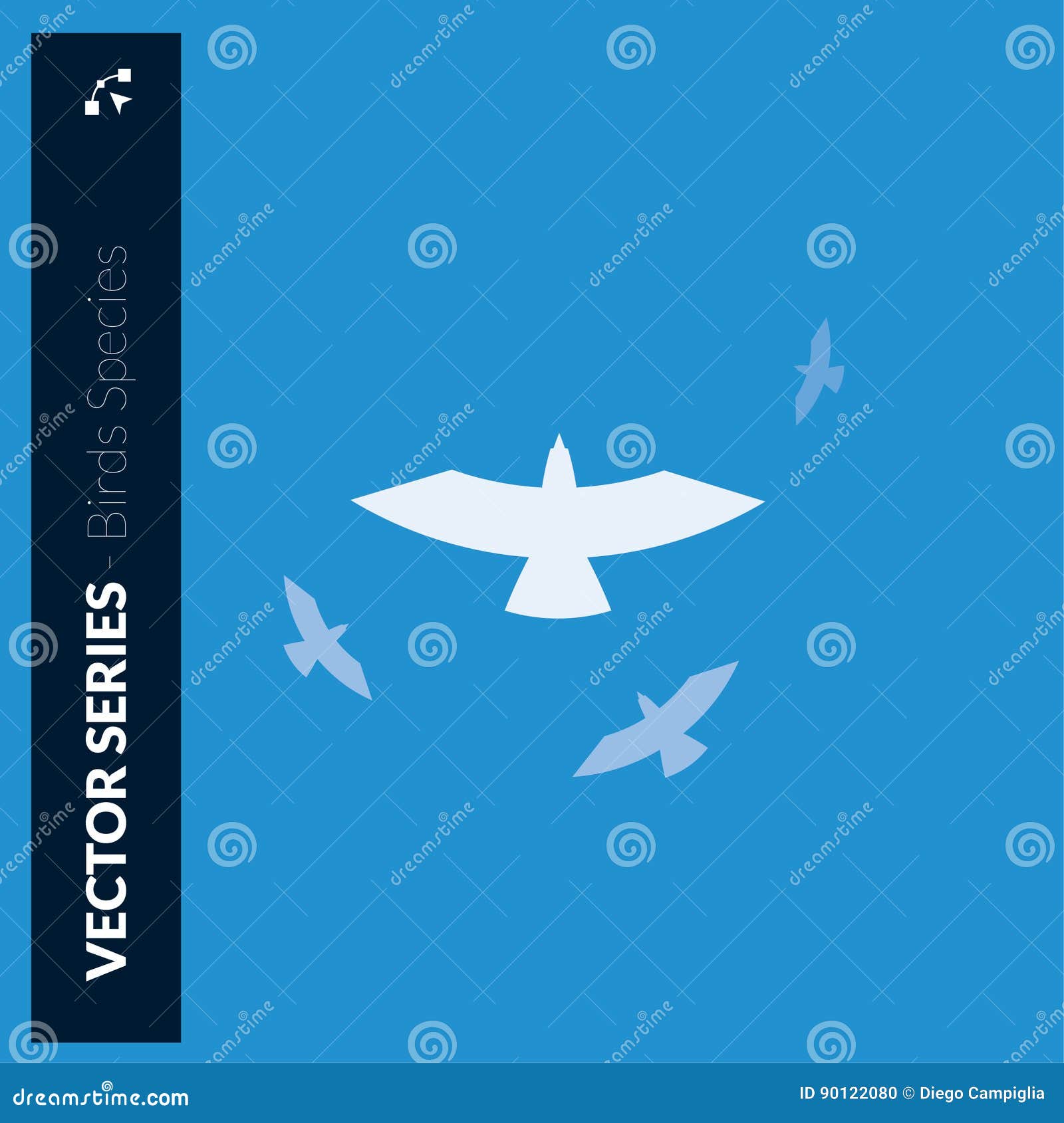 Two Doves Logo. White On Blue Gradient Background Vector Illustration ...