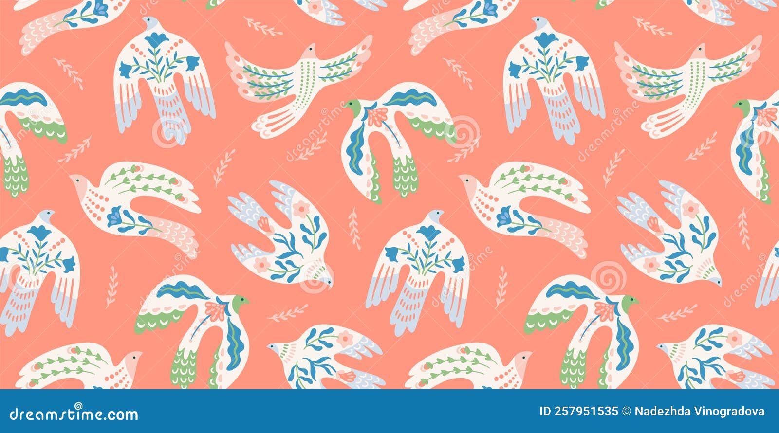 Doves of Peace. Vector Seamless Pattern Stock Vector - Illustration of ...