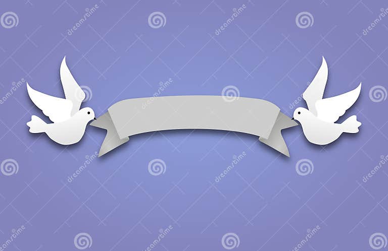 Doves with scroll stock illustration. Illustration of peace - 33666575