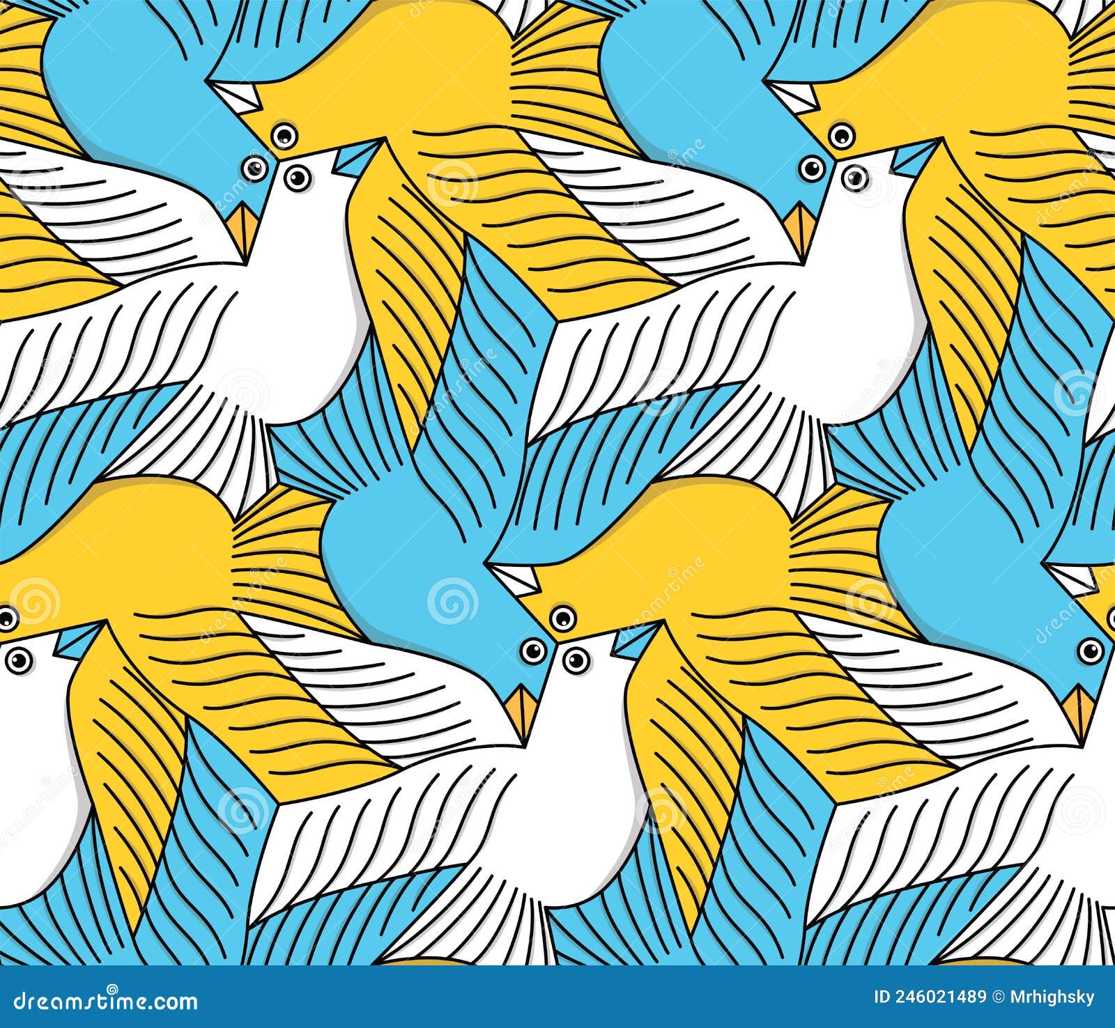 Doves Tessellation Pattern Cartoon Vector | CartoonDealer.com #246021489