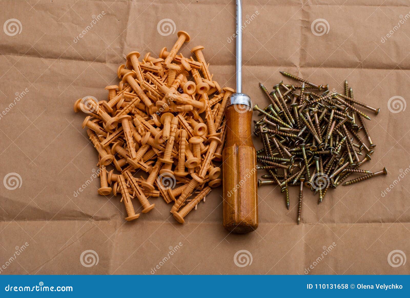 Dowels on paper background stock photo. Image of fixing - 110131658