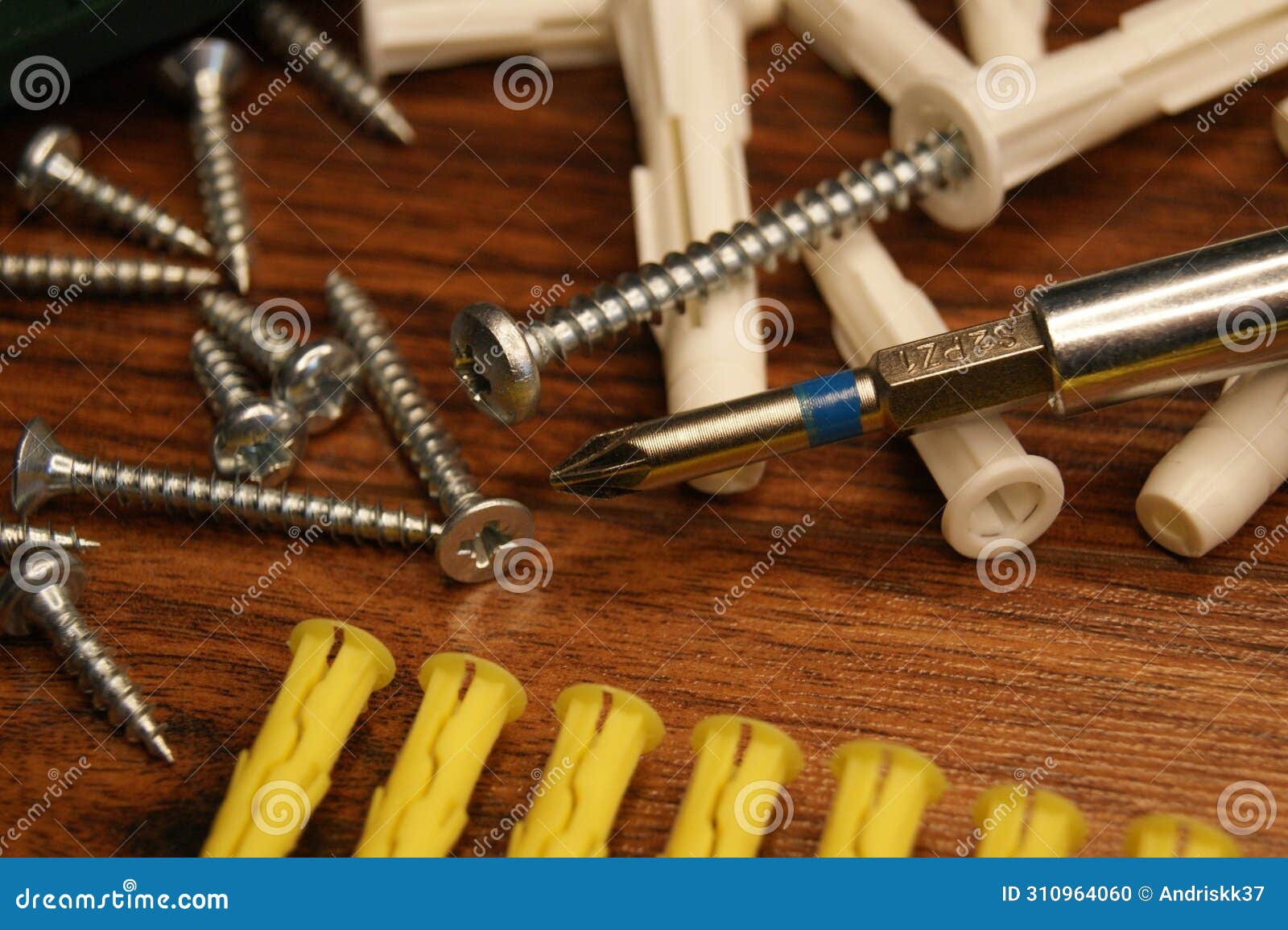 Dowels, Screws, Drill Bits. a Mess in the Assembly Work Process on the ...