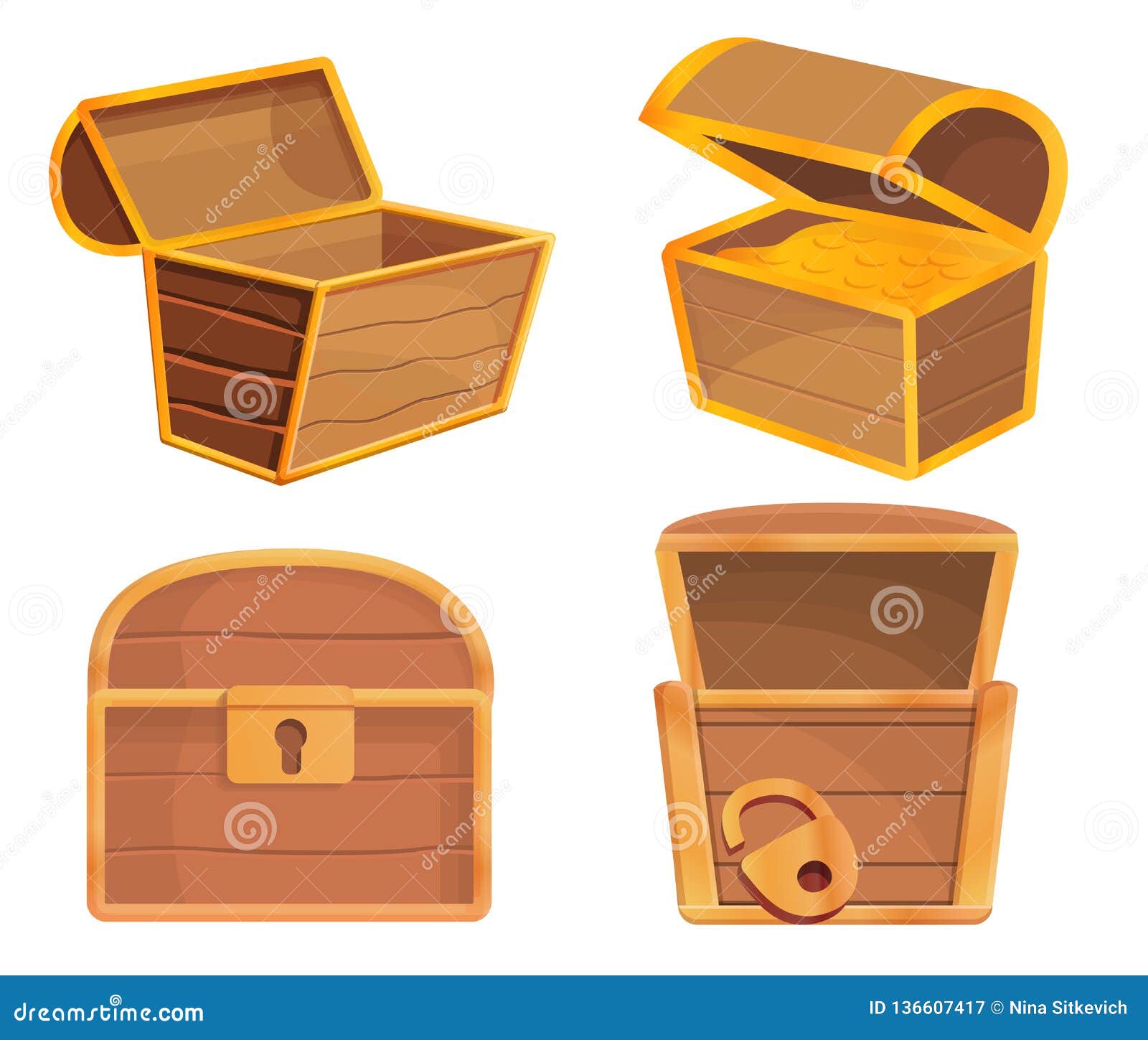 Dower Chest Icons Set, Cartoon Style Stock Vector - Illustration of ...