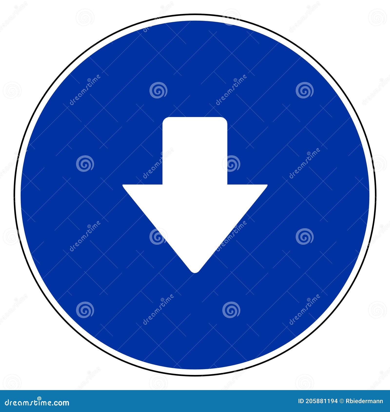 Down arrow and blue sign stock vector. Illustration of direction ...