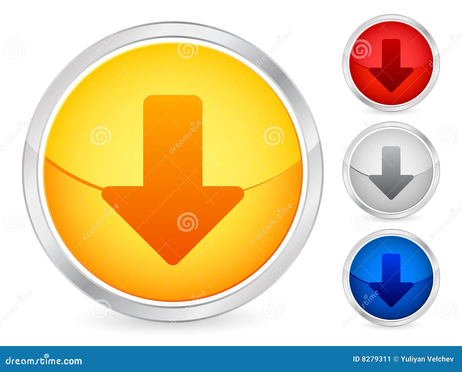 Down arrow button stock vector. Illustration of reflection - 8279311