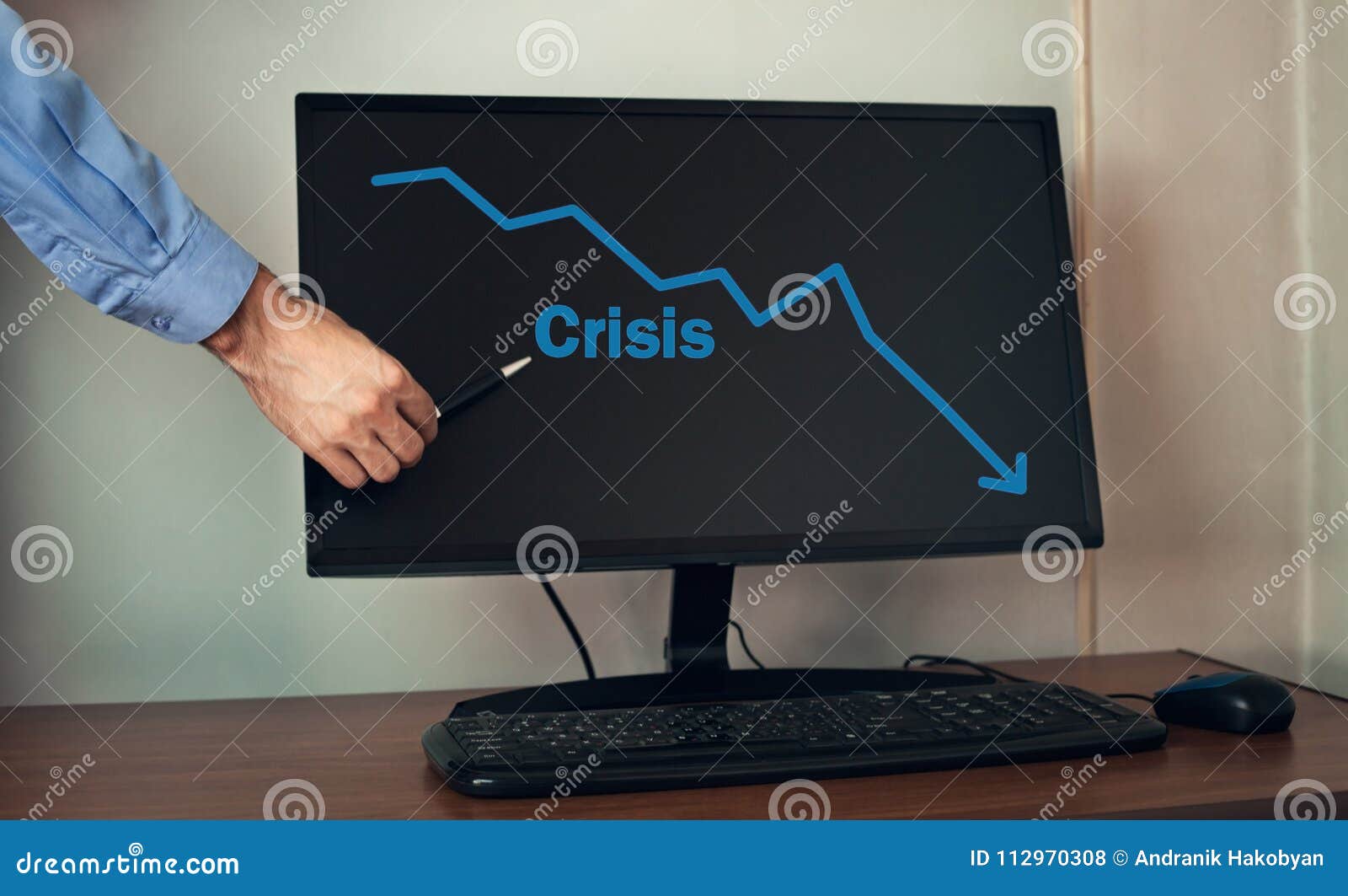 Down Arrow on Computer Screen. Stock Photo - Image of technology ...