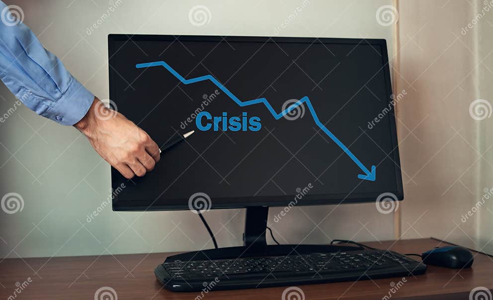 Down Arrow on Computer Screen. Stock Photo - Image of technology ...