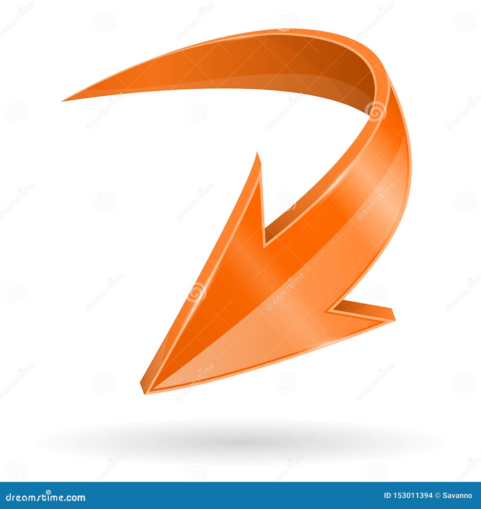 Down Arrow. 3d Shiny Orange Web Icon Stock Vector - Illustration of ...
