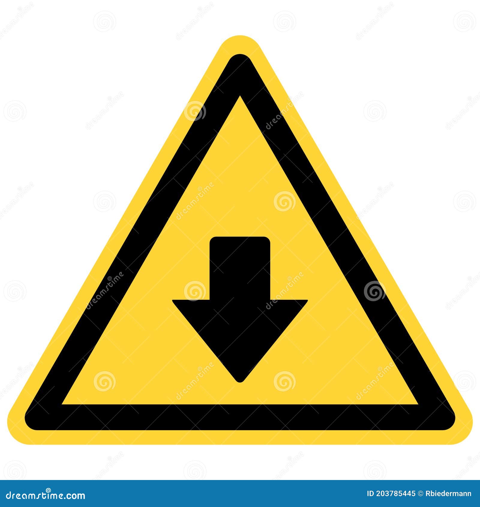 Down arrow and danger sign stock vector. Illustration of icon - 203785445