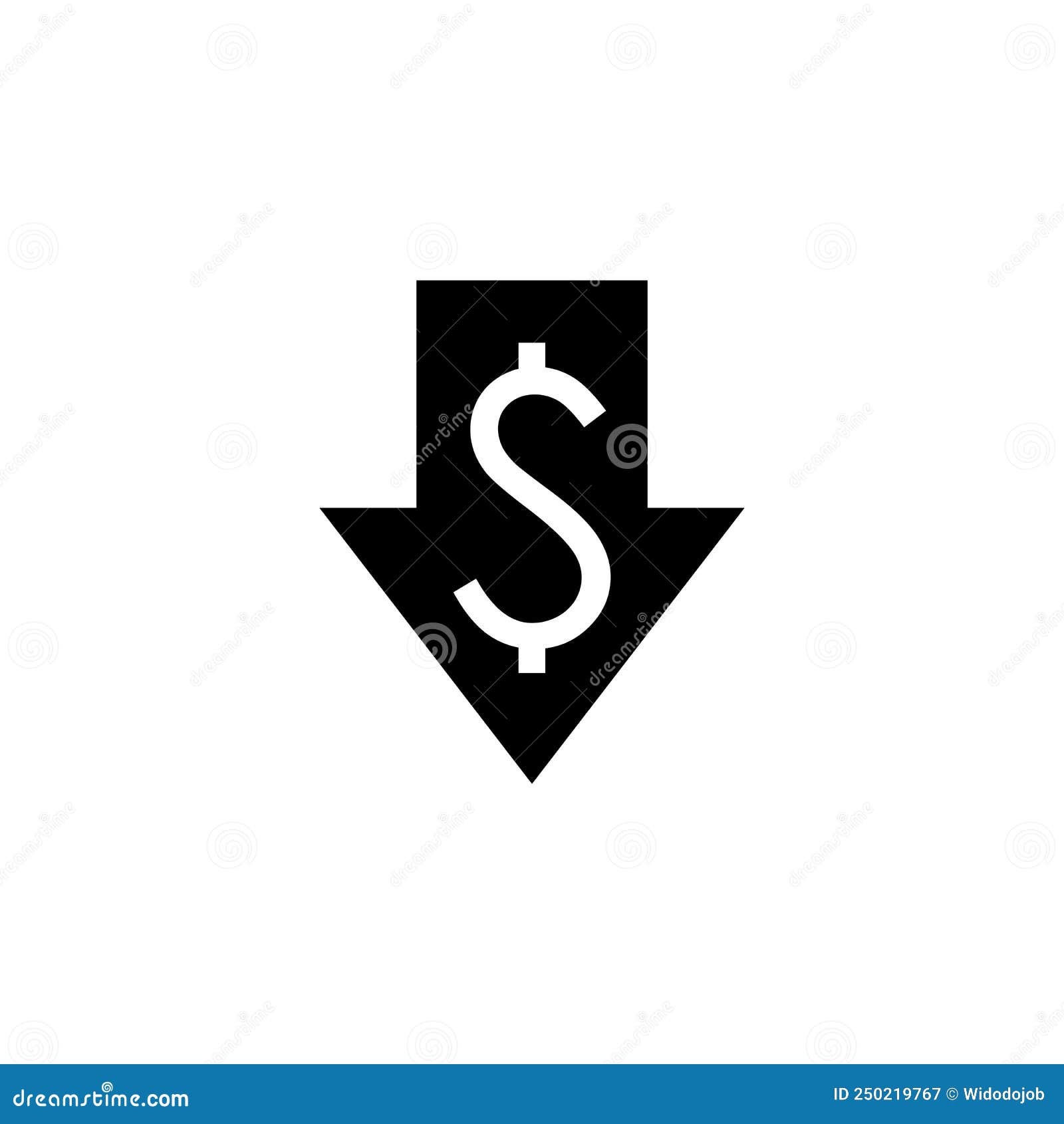 Down Arrow with Dollar Symbol Stock Vector - Illustration of economy ...