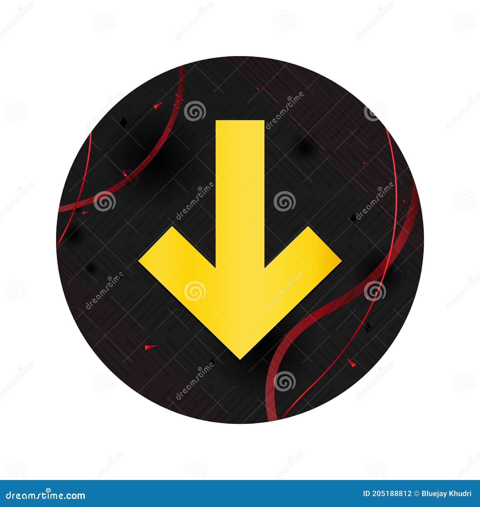 Down Arrow Icon Elegant Black Round Button Stock Vector - Illustration ...