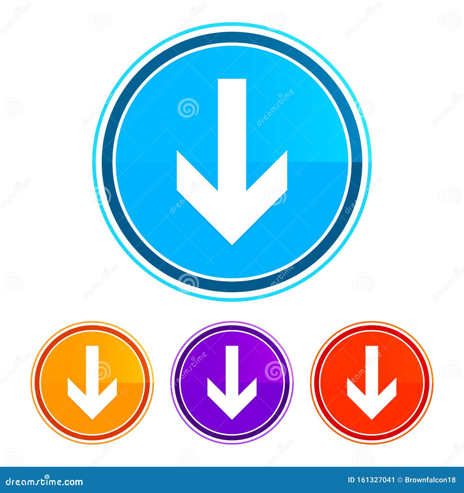 Down Arrow Icon Flat Design Round Buttons Set Illustration Design Stock ...