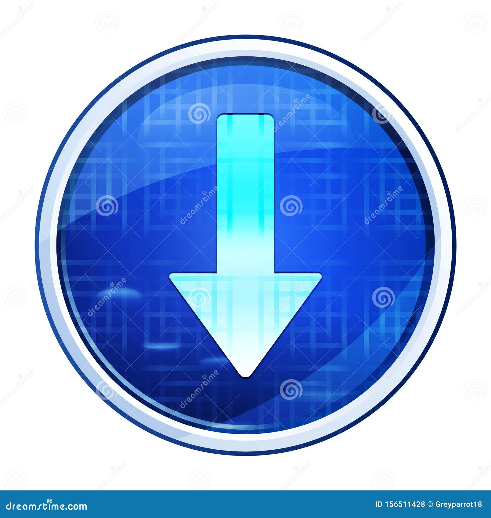 Down Arrow Icon Futuristic Blue Round Button Vector Illustration Stock ...