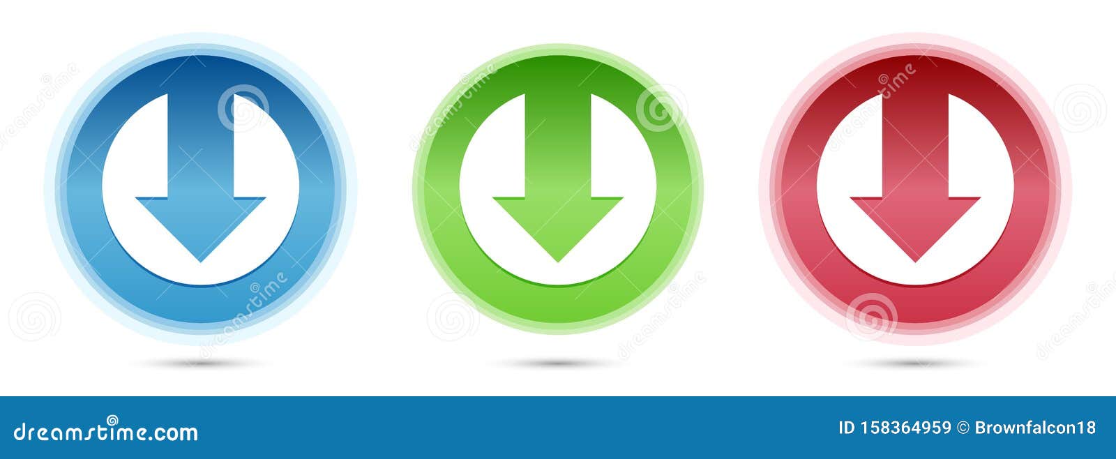 Down Arrow Icon Glass Round Buttons Set Illustration Stock Vector ...