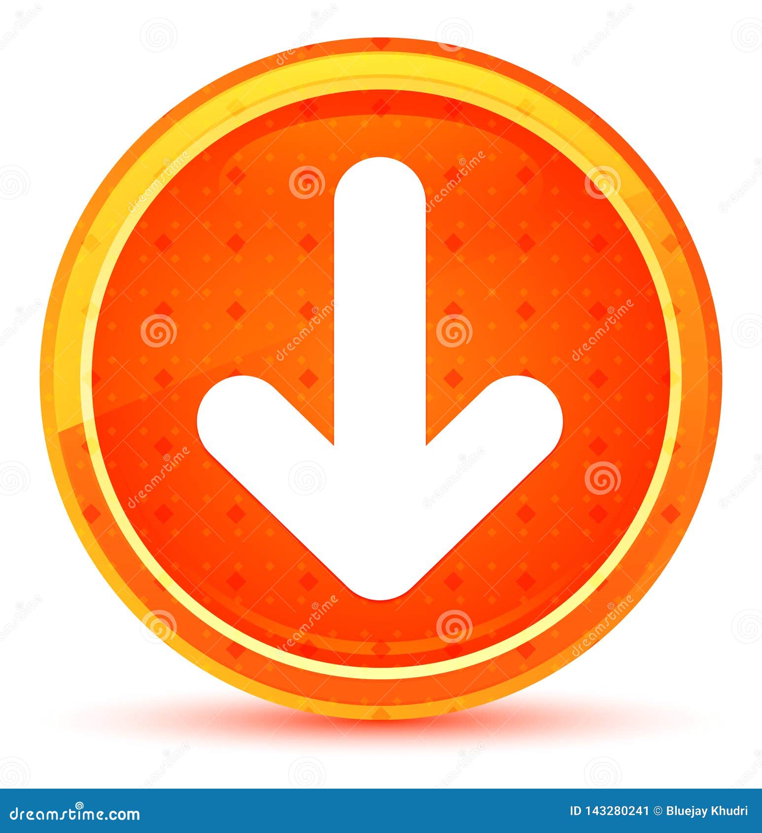 Down Arrow Icon Natural Orange Round Button Stock Illustration ...