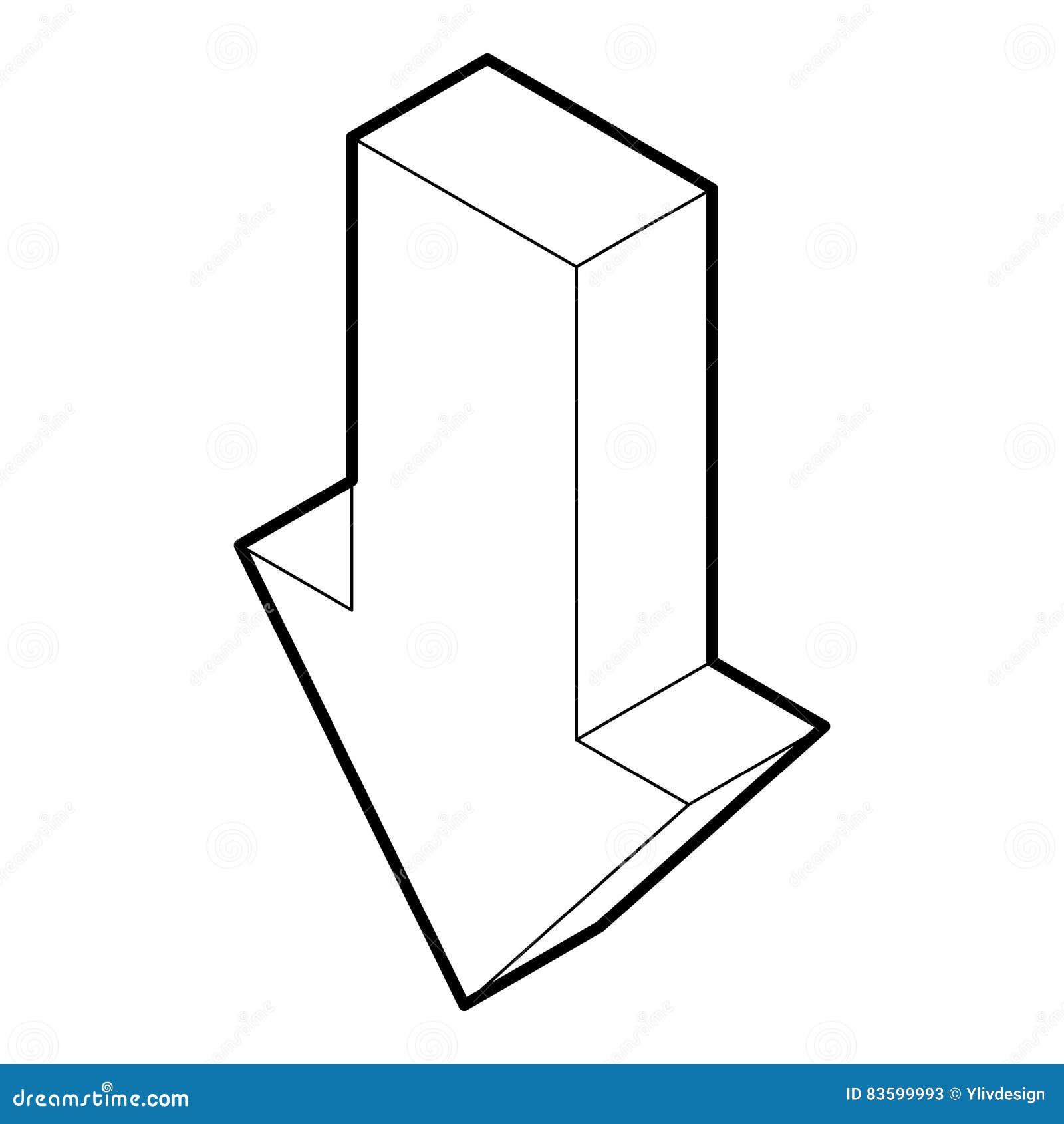 Down Arrow Icon, Outline Style Stock Vector - Illustration of interface ...