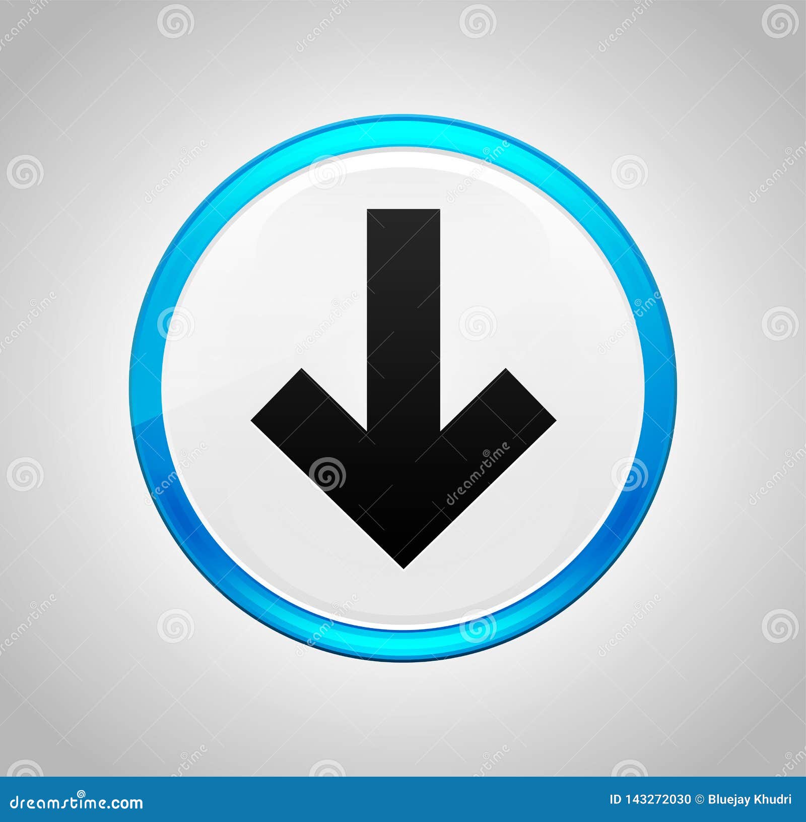 Down Arrow Icon Round Blue Push Button Stock Illustration ...