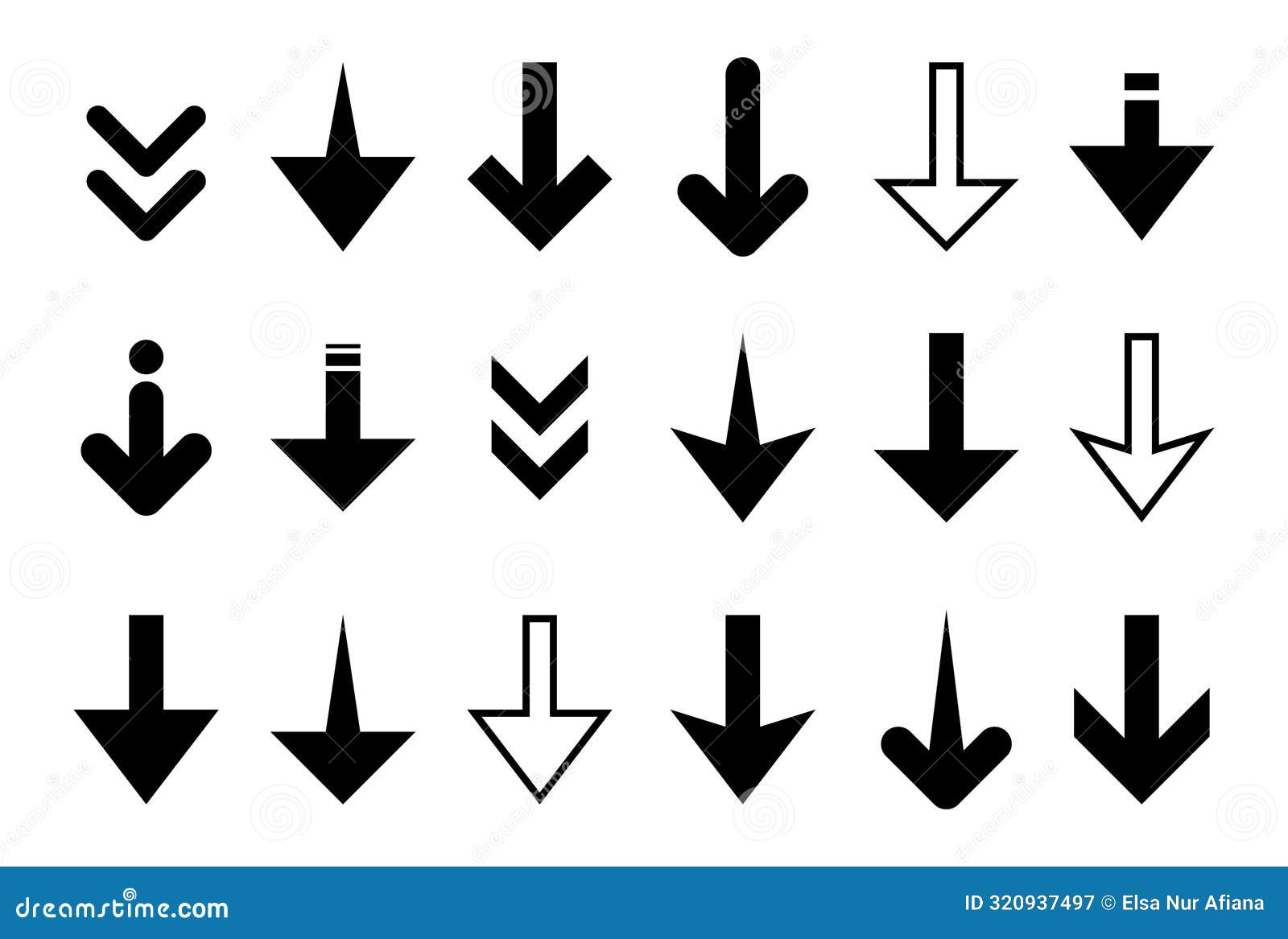 Down Arrow Icon Set Collection. Decrease Concept Stock Vector - Illustration of collection, fail ...