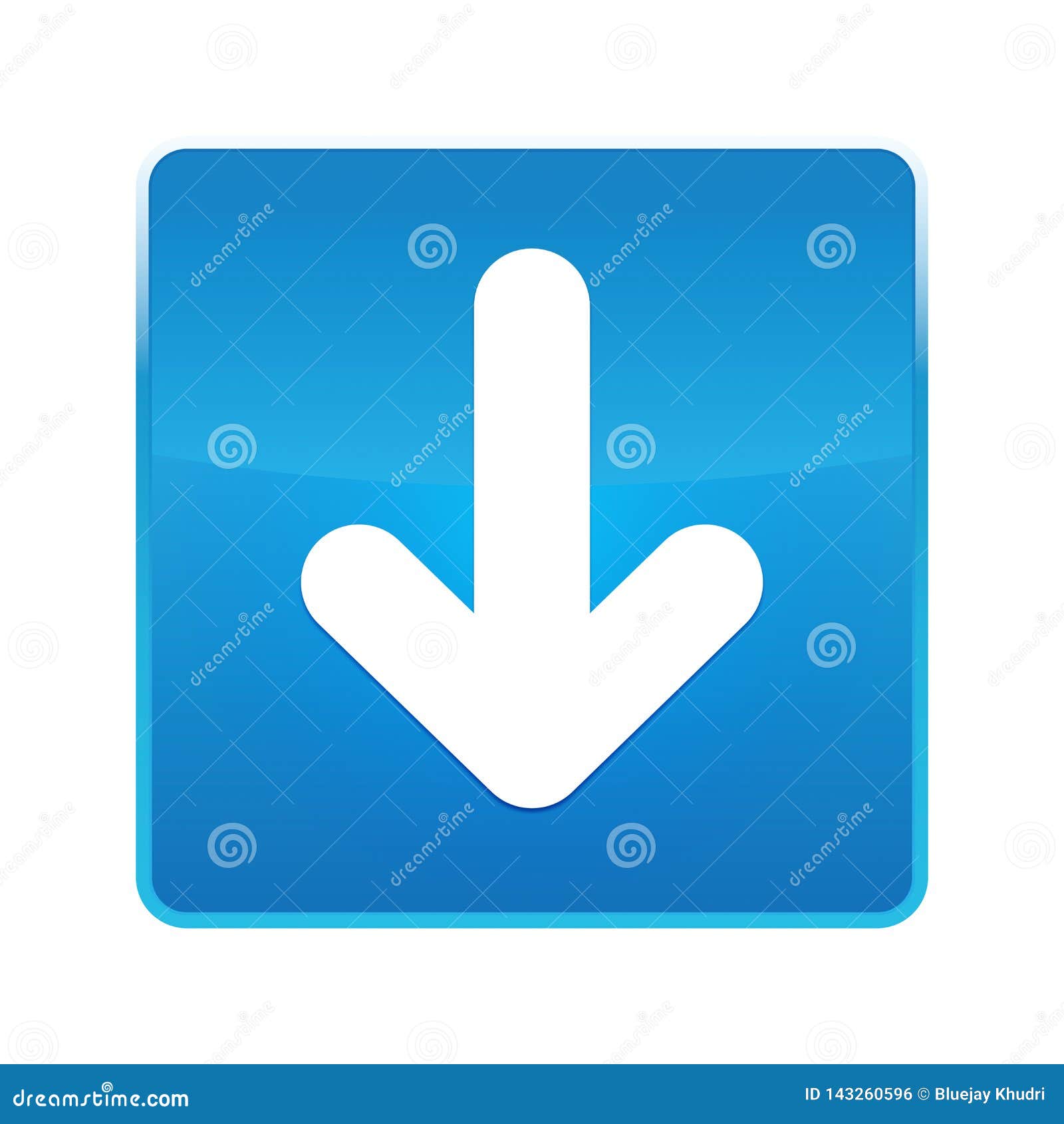 Down Arrow Icon Shiny Blue Square Button Stock Illustration ...
