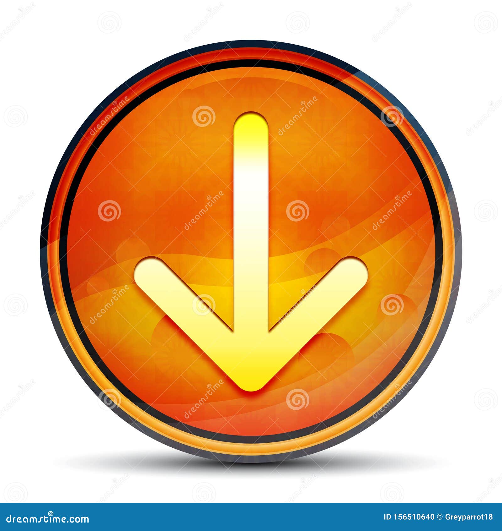 Down Arrow Icon Shiny Bright Orange Round Button Illustration Stock ...