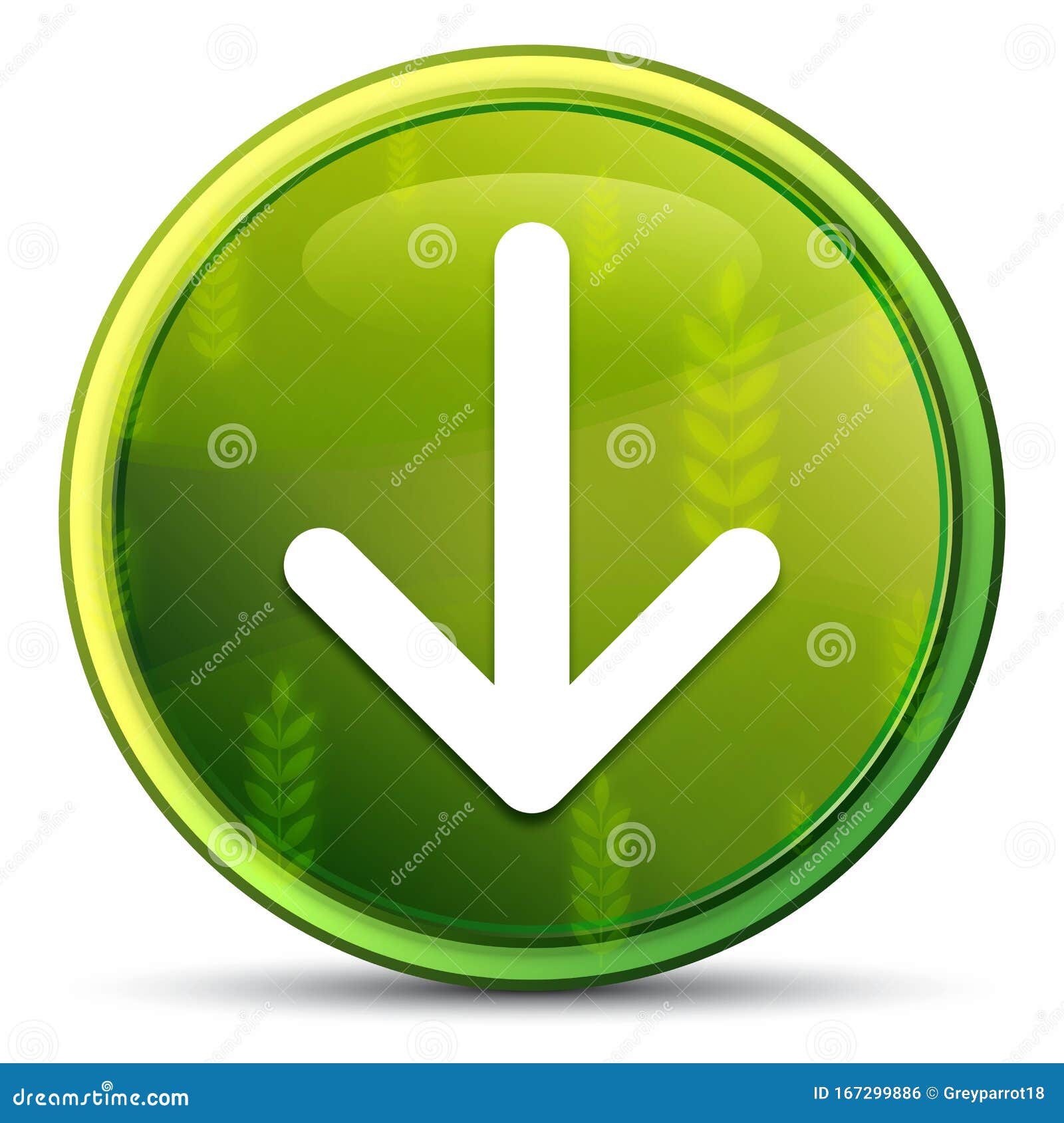 Down Arrow Icon Spring Bright Natural Green Round Button Illustration ...