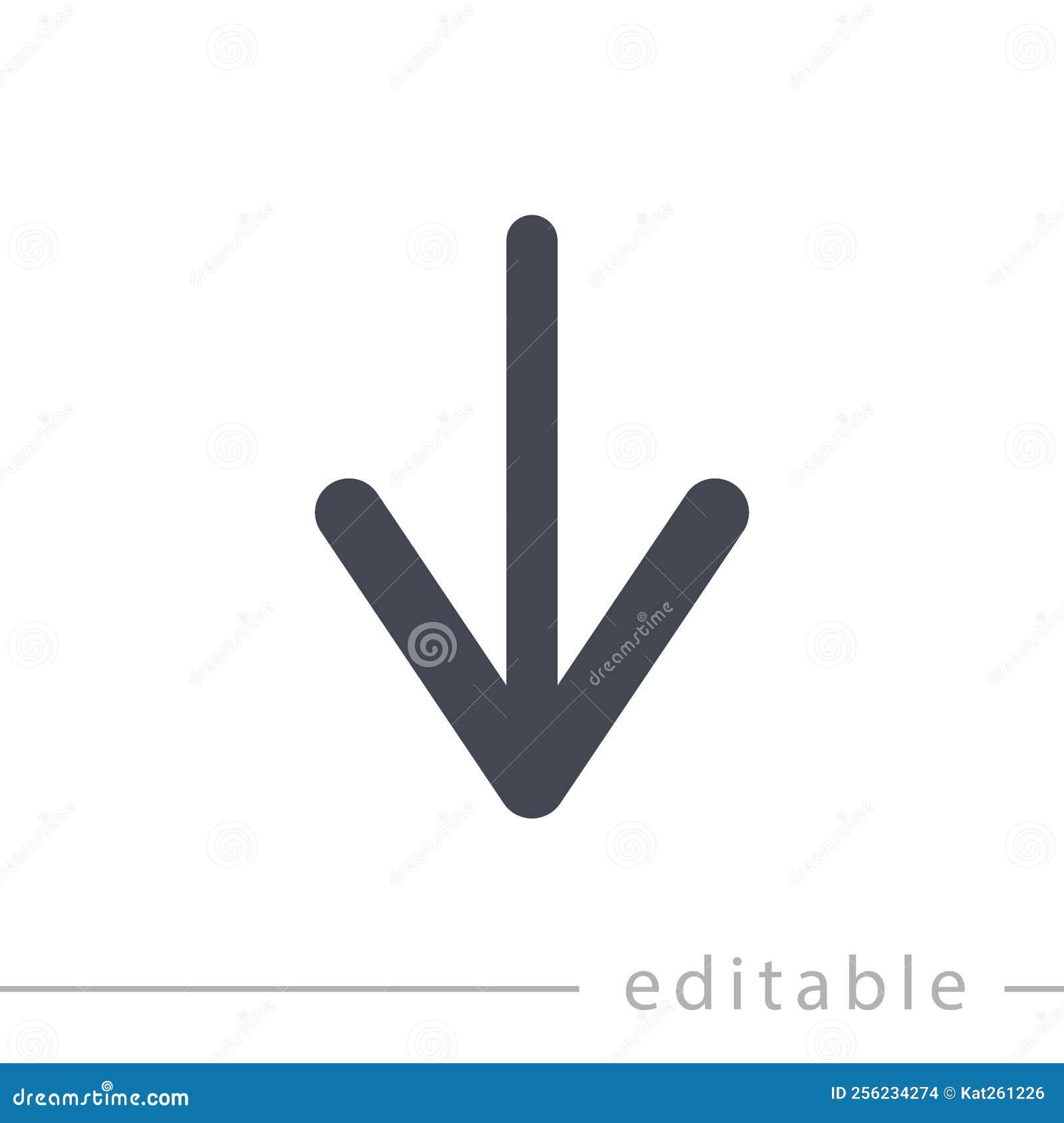 Down Arrow, Line Editable Icon Stock Vector - Illustration of ...