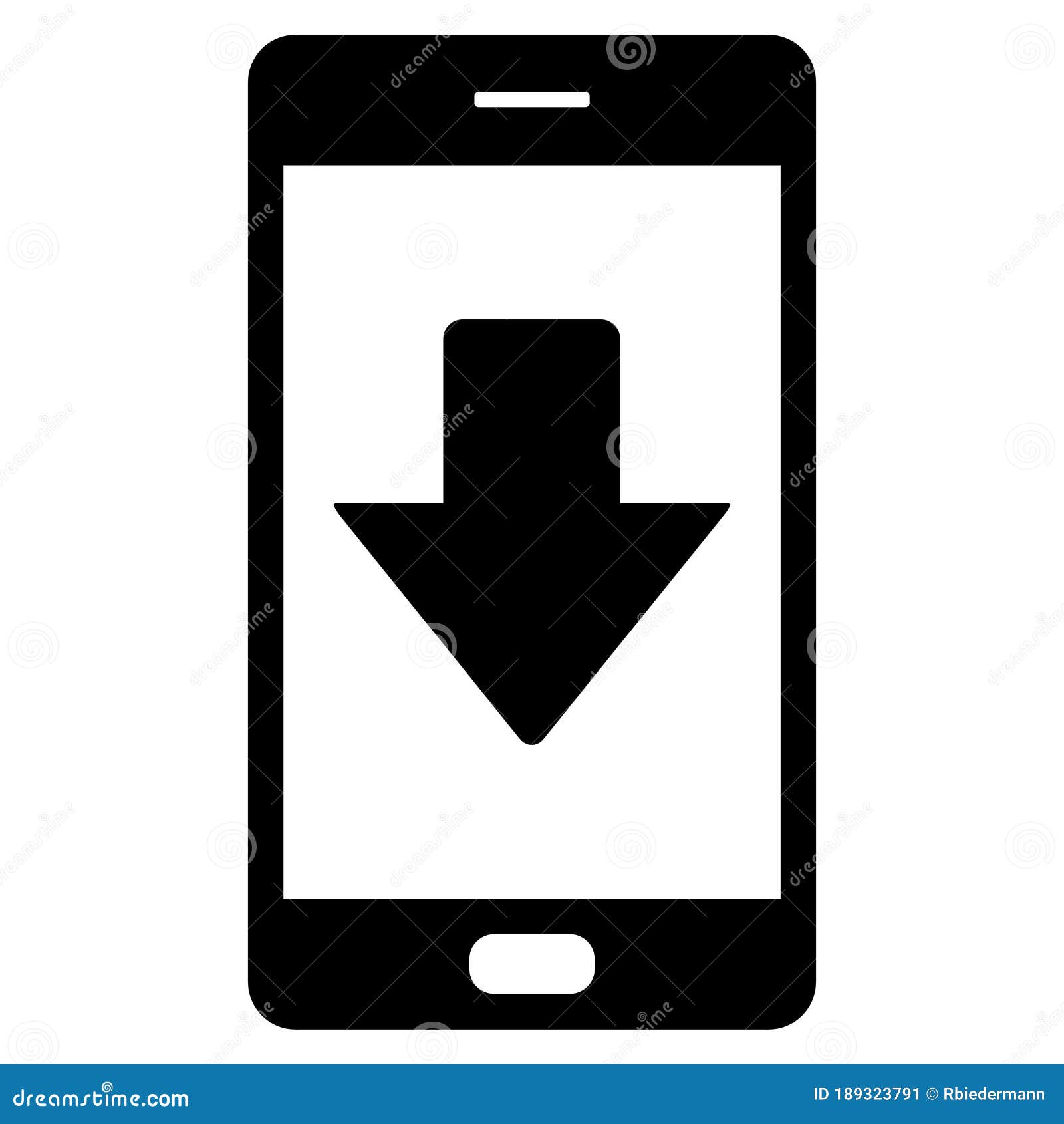 Down arrow and smartphone stock vector. Illustration of mobile - 189323791