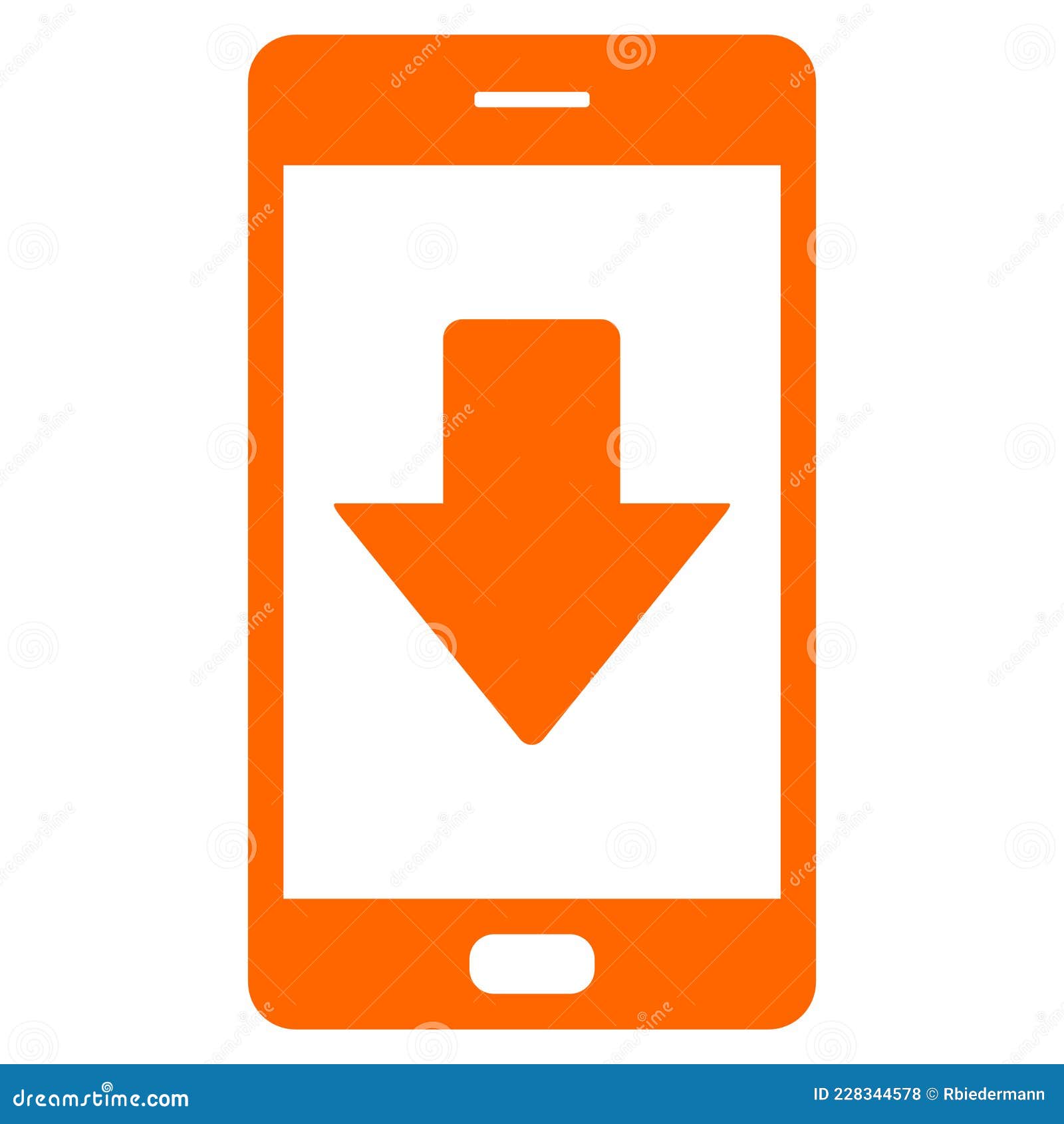 Down arrow and smartphone stock vector. Illustration of mobile - 228344578