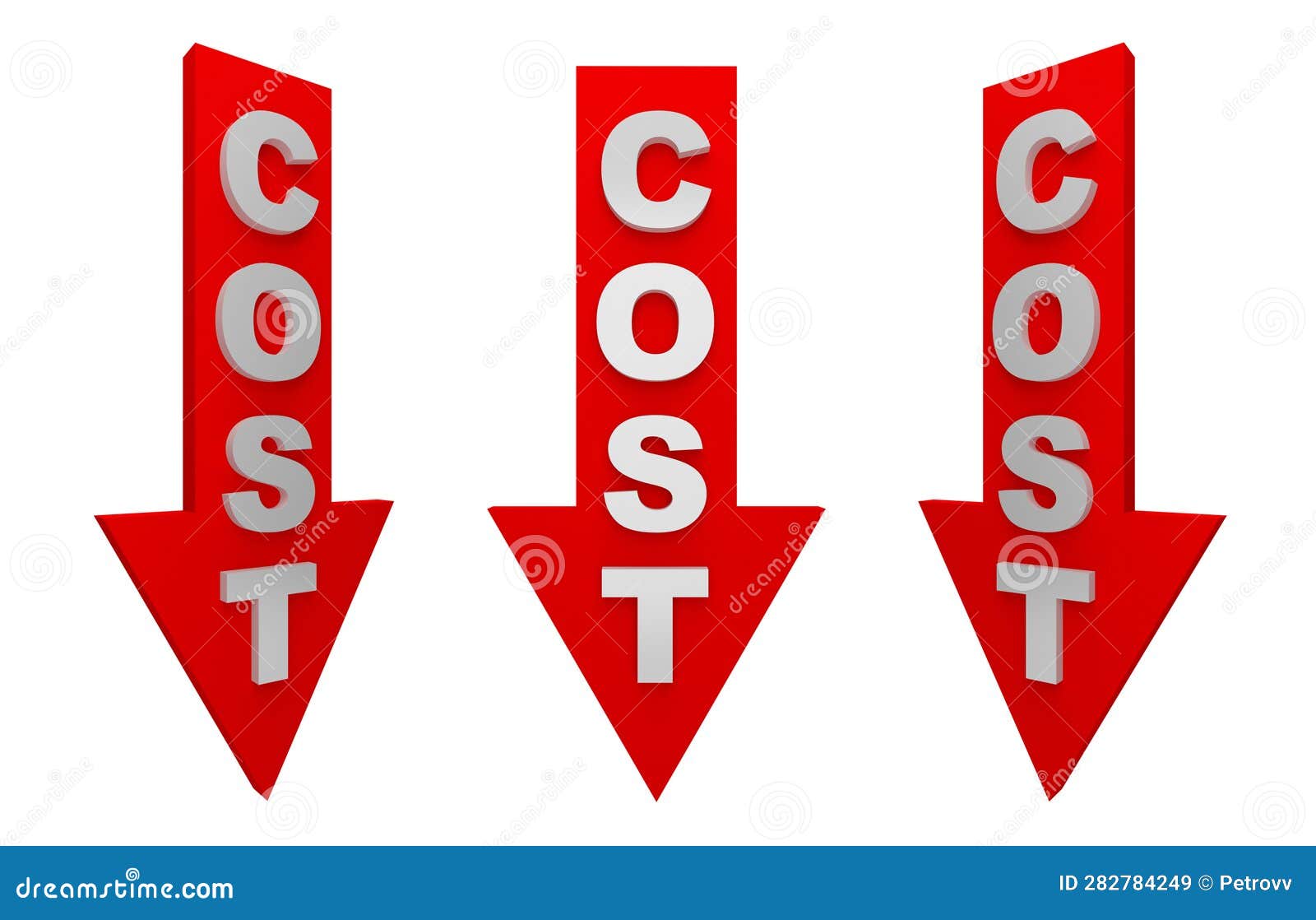 Down arrow with text cost stock illustration. Illustration of marketing ...