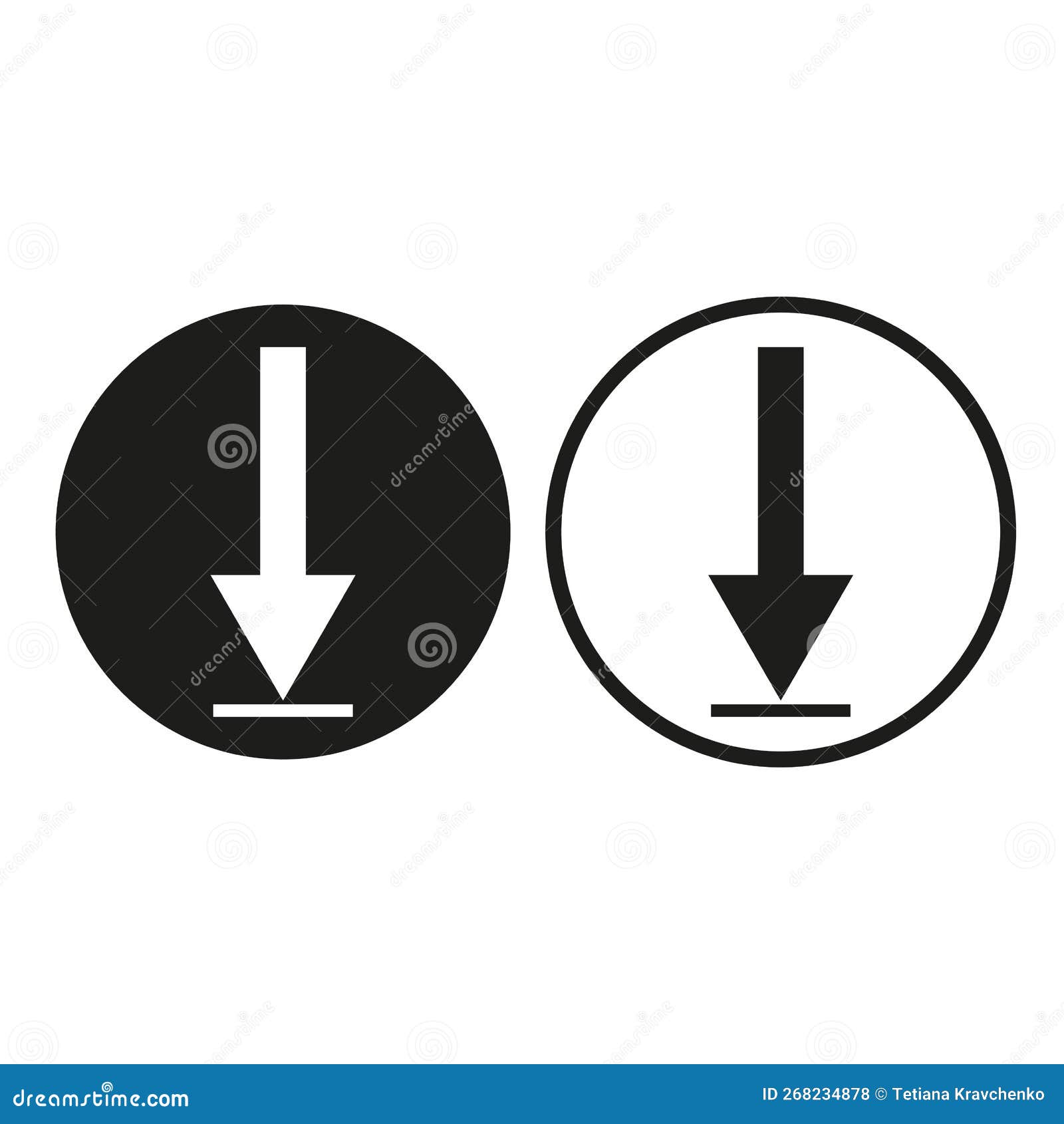 Down Arrows in Circles. Graphic Element. Vector Illustration Stock ...