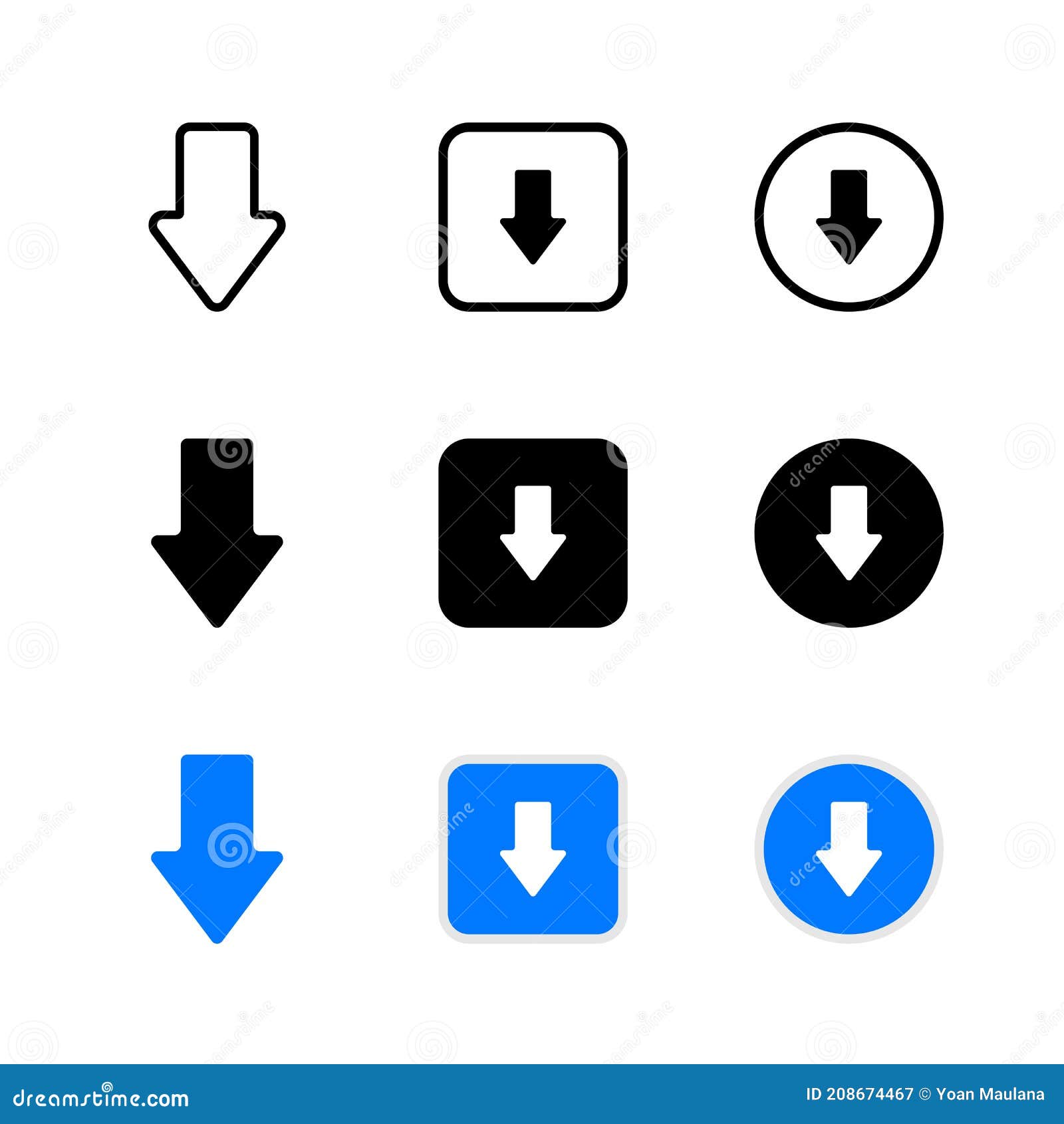 Down Button Icon : Digital Theme, Technology Theme Stock Vector ...