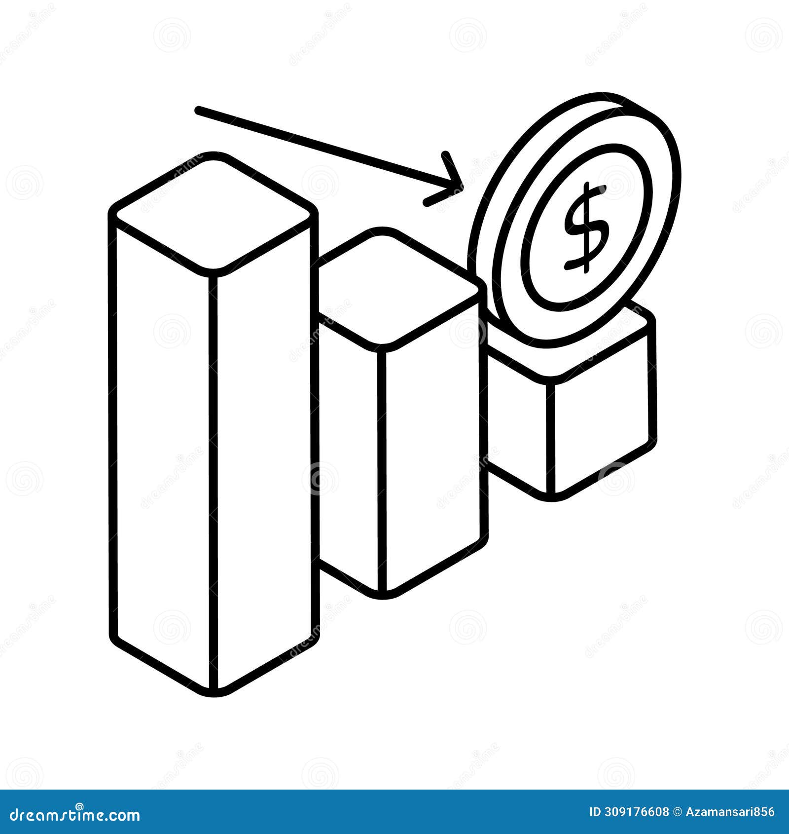 Down Chart, Financial Loss, Decrease Chart Isometric Vector Design ...