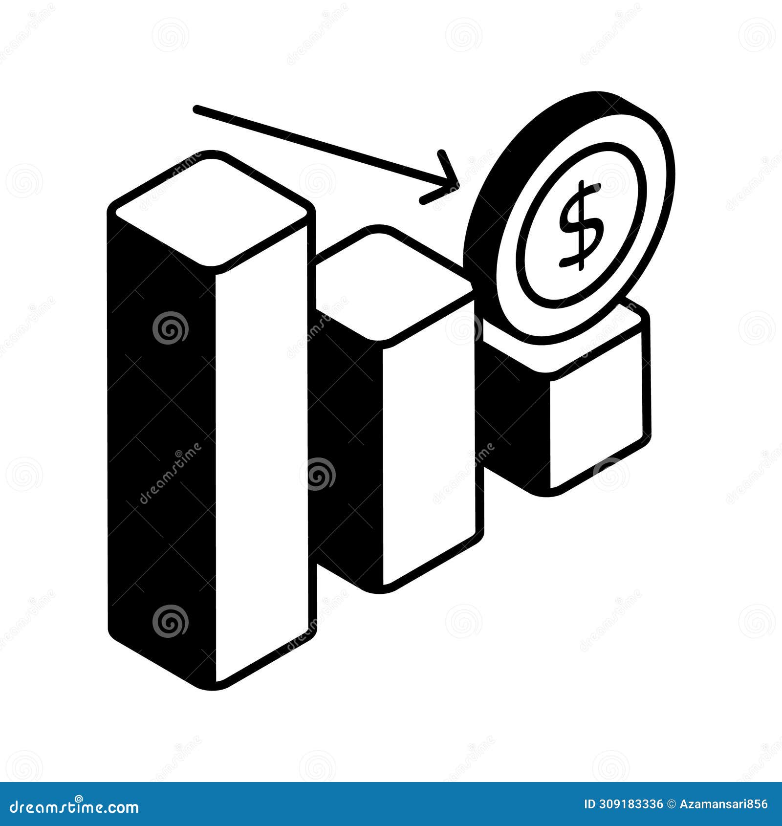Down Chart, Financial Loss, Decrease Chart Isometric Vector Design Stock Vector - Illustration ...