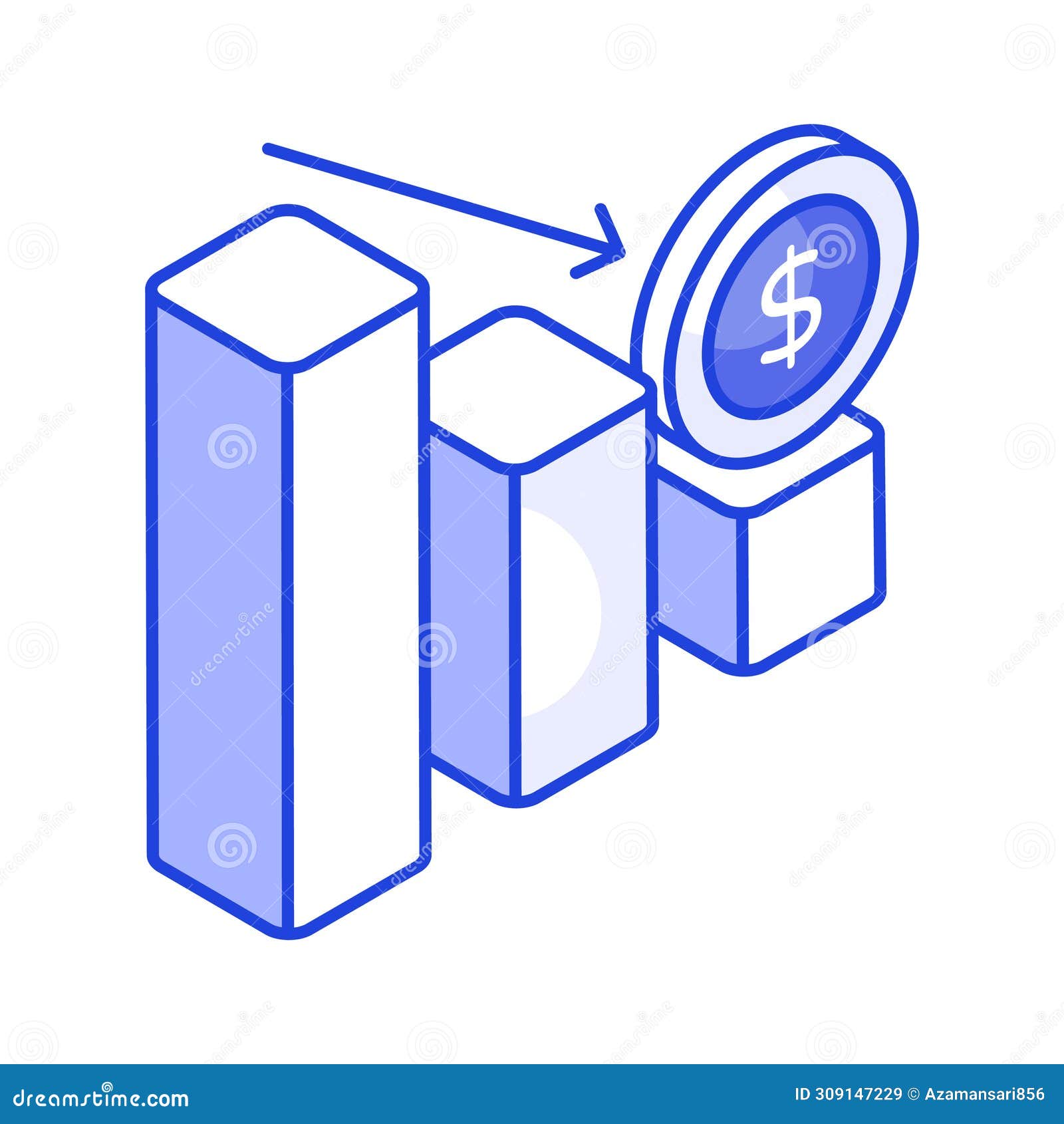 Down Chart, Financial Loss, Decrease Chart Isometric Vector Design Stock Illustration ...