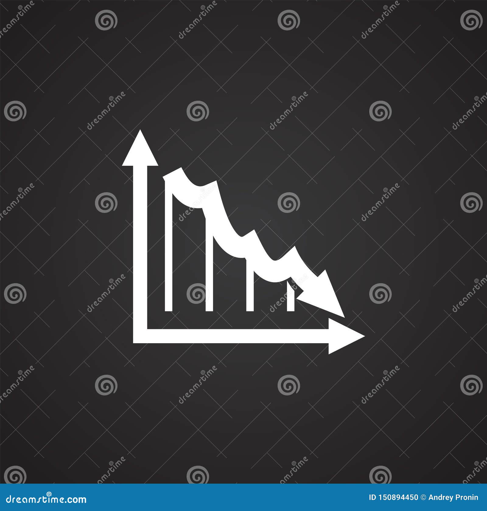 Down Chart Icon on Background for Graphic and Web Design. Simple ...