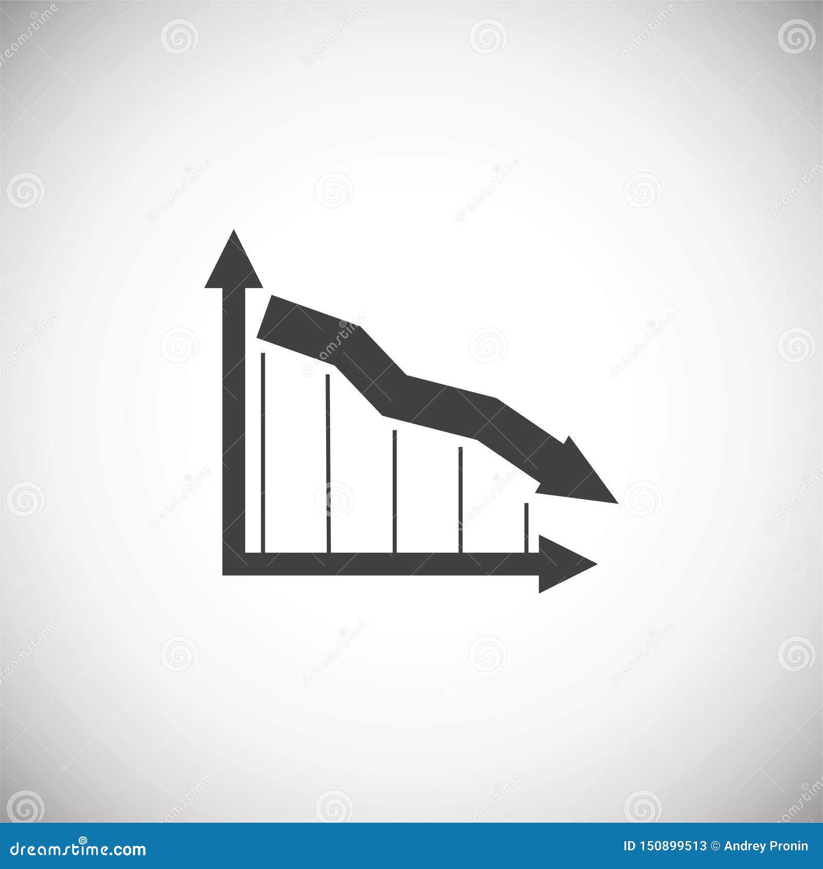 Down Chart Icon on Background for Graphic and Web Design. Simple ...