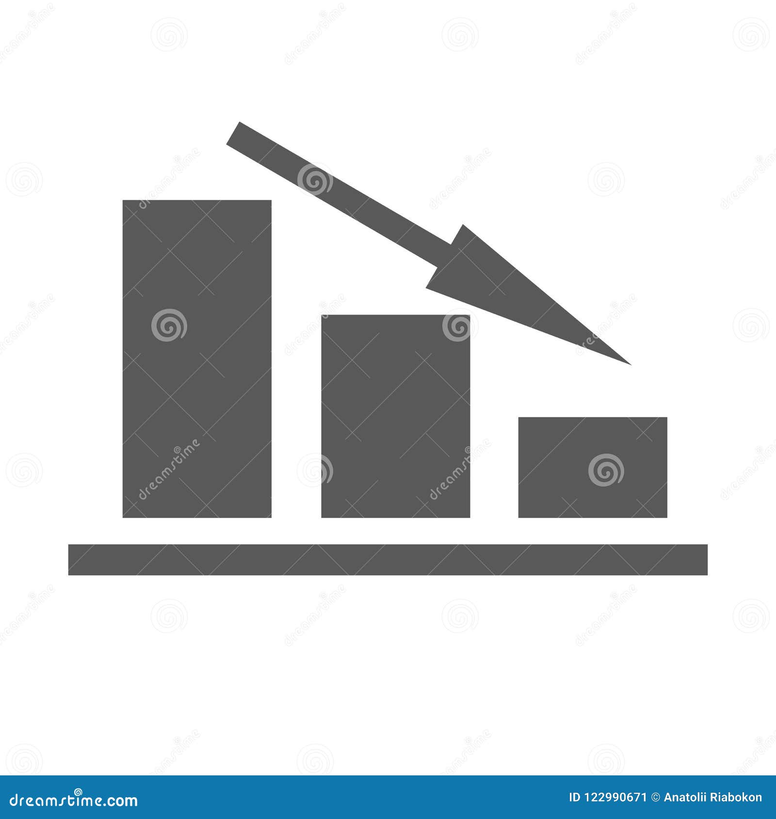 Down chart icon simple stock illustration. Illustration of grow - 122990671