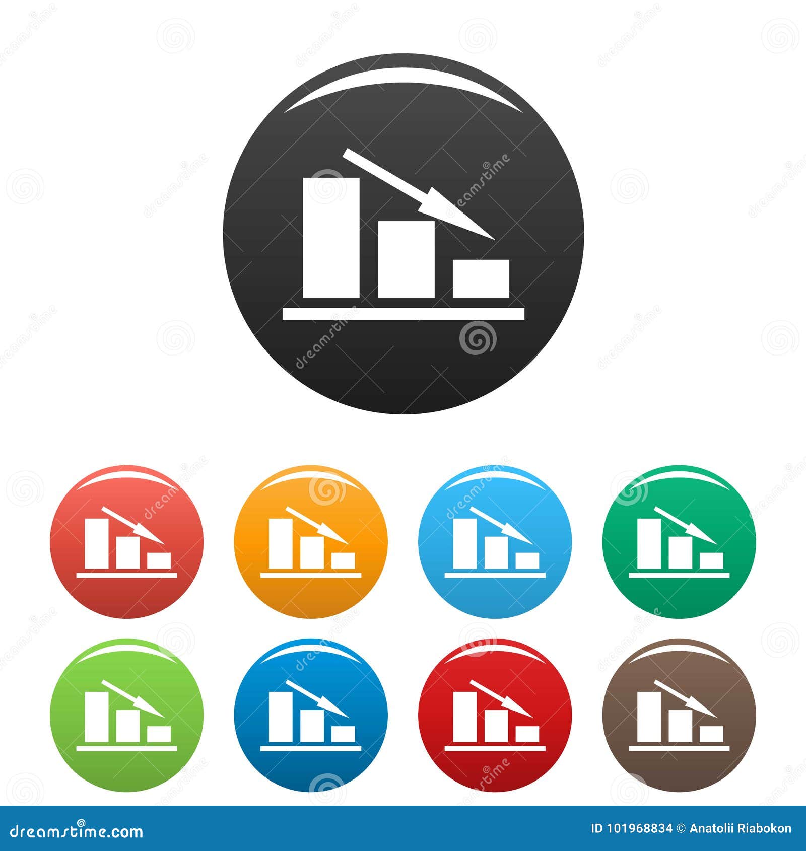 Down Chart Icons Set Vector Stock Vector - Illustration of graph ...