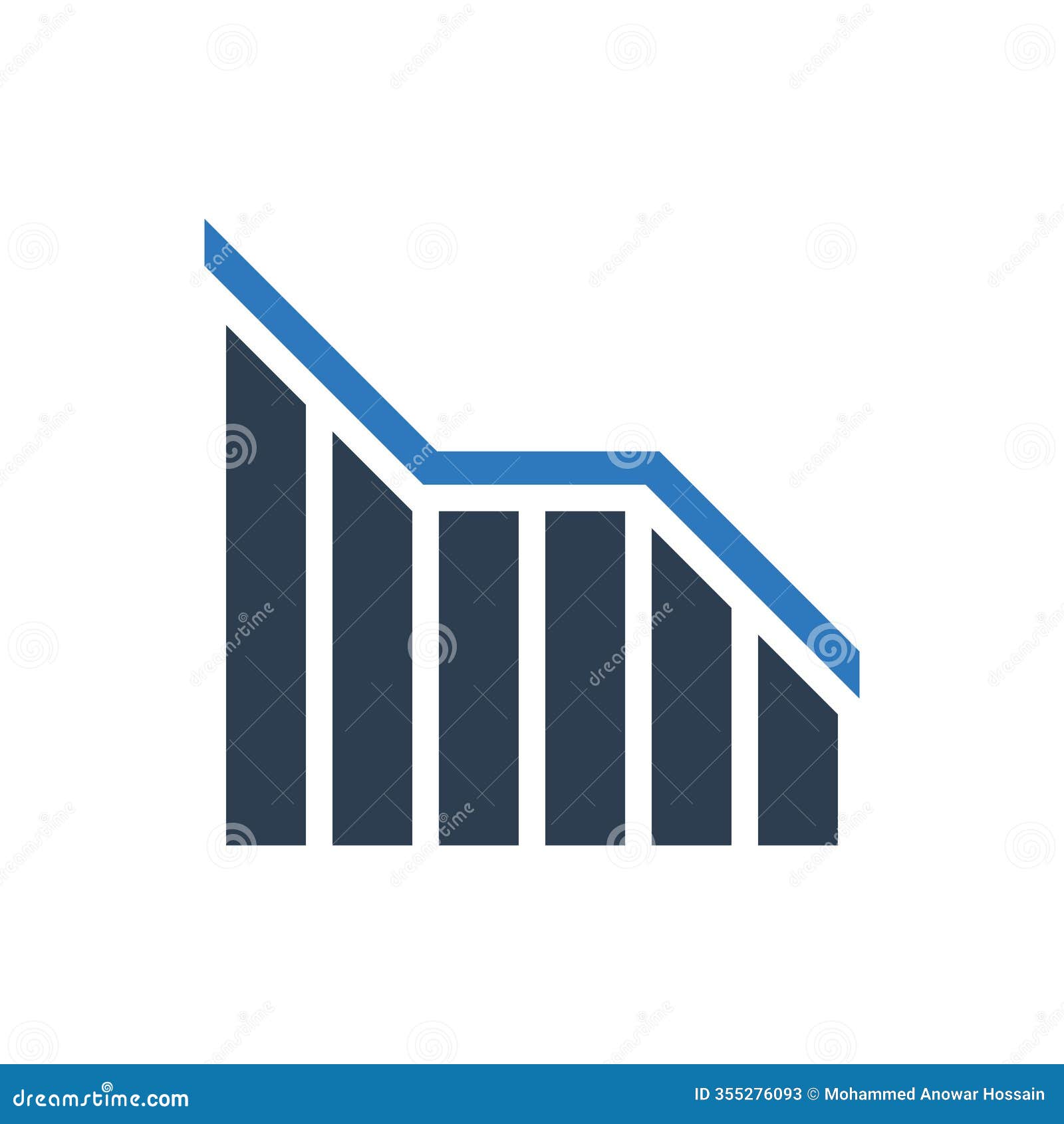 Down Chart Icon - Loss Graph Report Icon Stock Illustration ...
