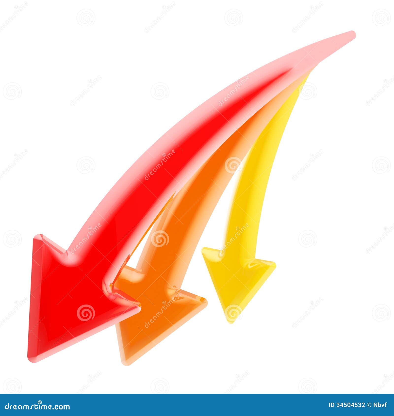 Down and Decline: Three Declining Arrows Isolated Stock Illustration ...