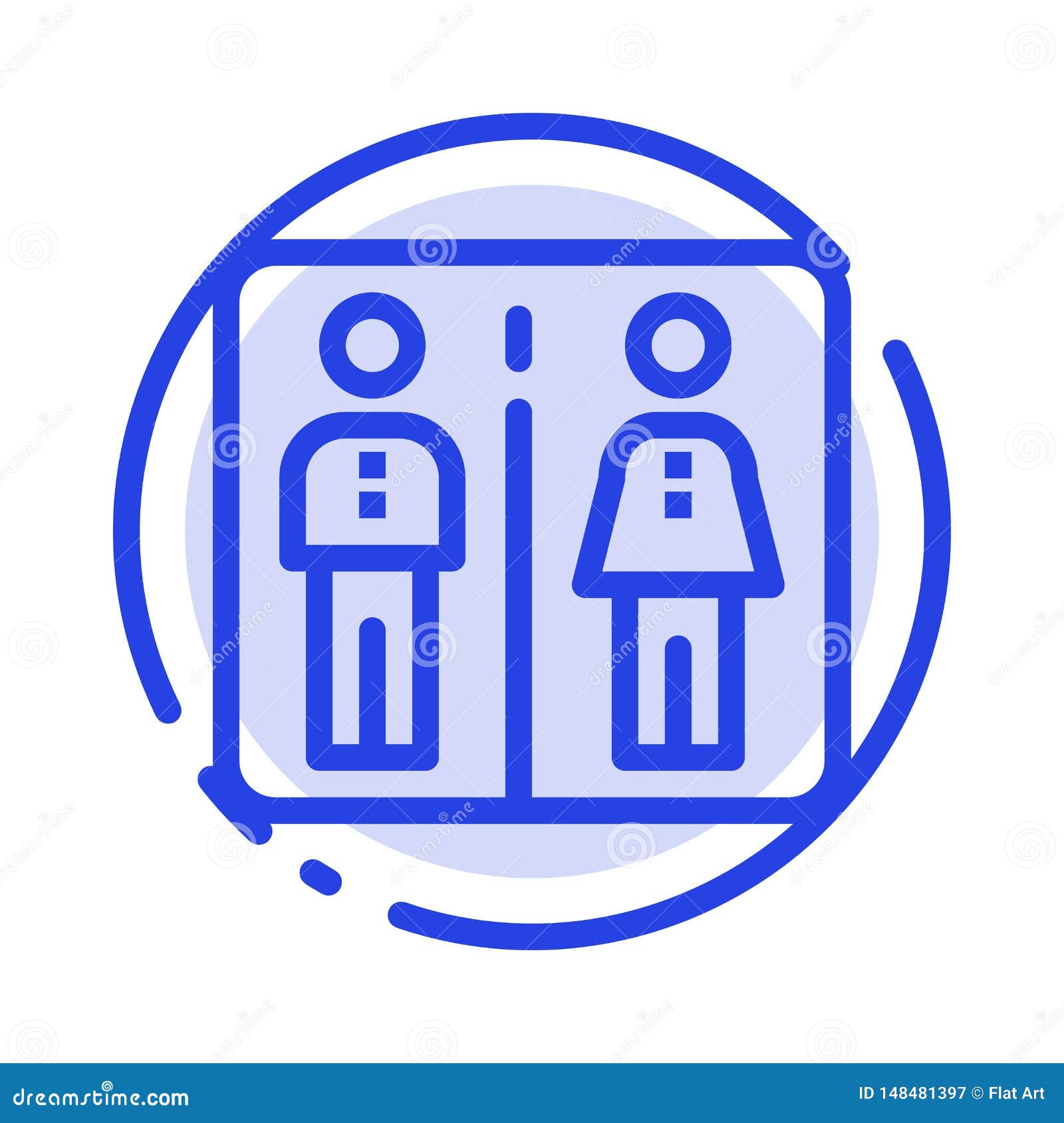 Down, Elevator, Machine, Hotel Blue Dotted Line Line Icon Stock Vector ...