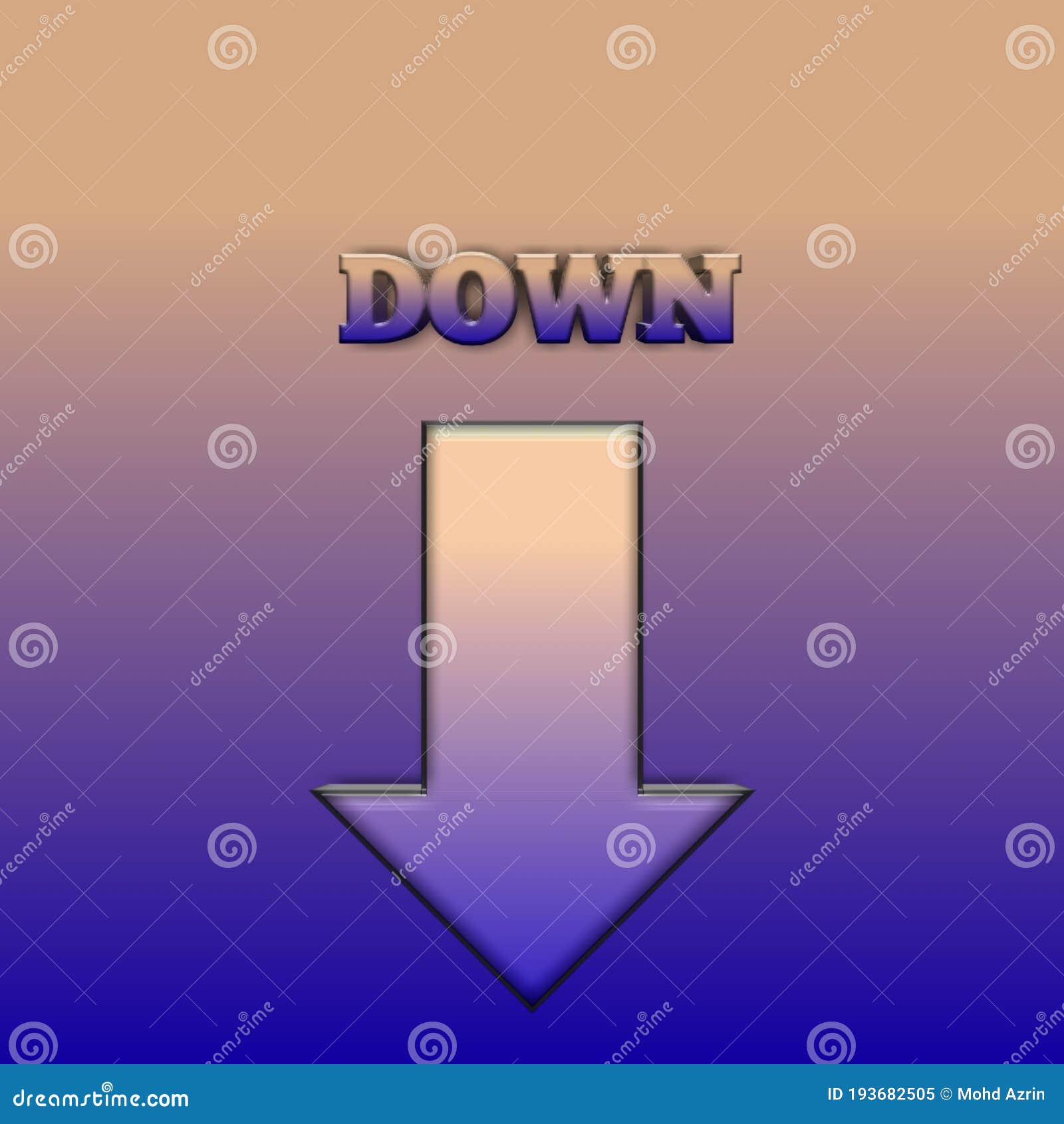 Down errow stock illustration. Illustration of cartoon - 193682505