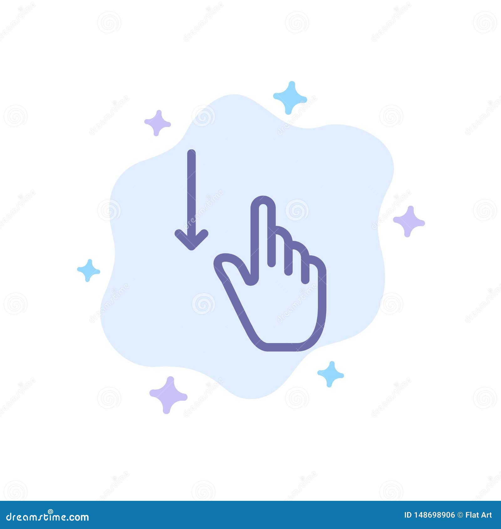 Down, Finger, Gesture, Gestures, Hand Blue Icon on Abstract Cloud ...