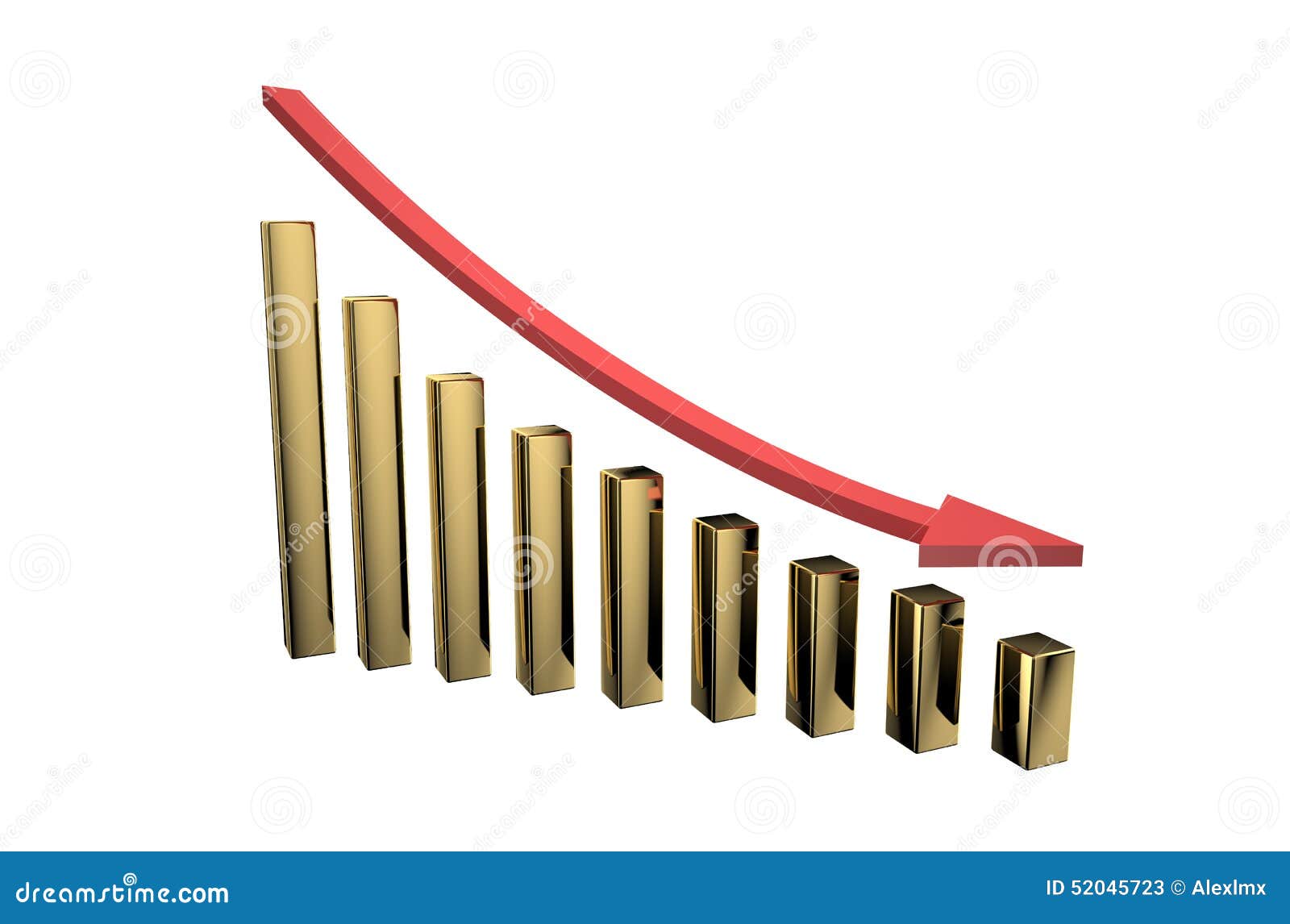 3d Golden Chart On Transparent Background. Business Growth Concept In ...