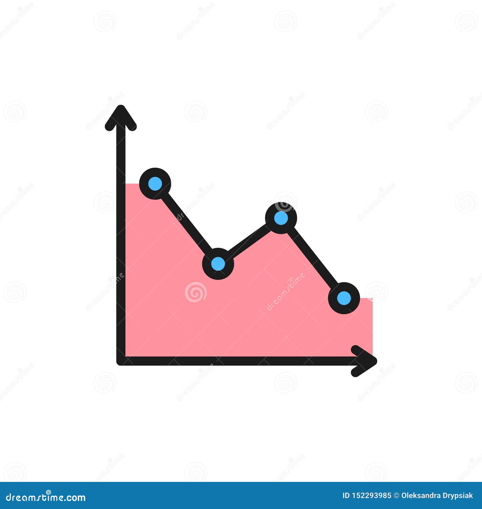 Down Graph, Analyzing Chart Patterns Flat Color Icon. Stock Vector ...