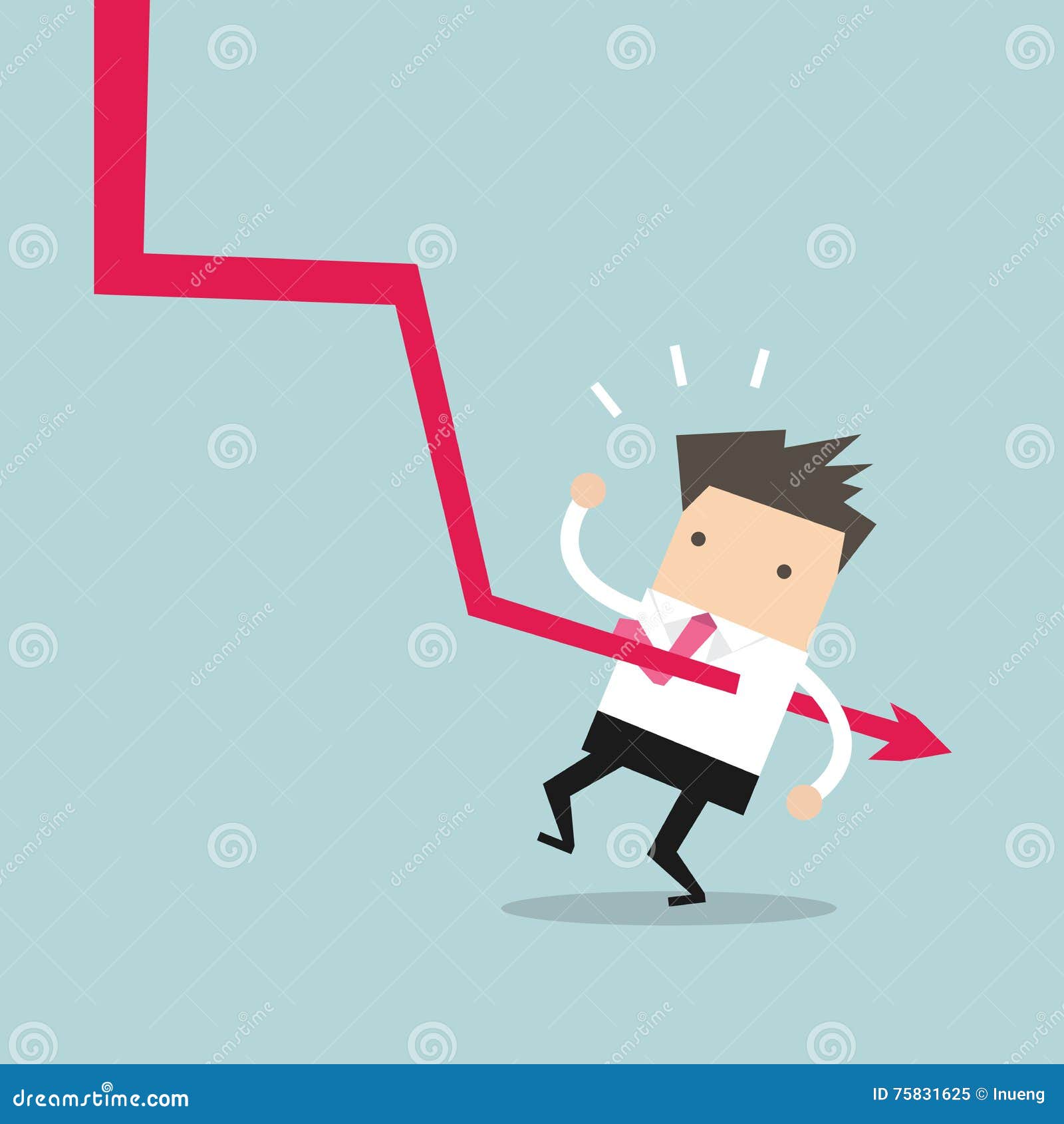Down Graph Fall To Businessman. Vector Stock Vector - Illustration of ...