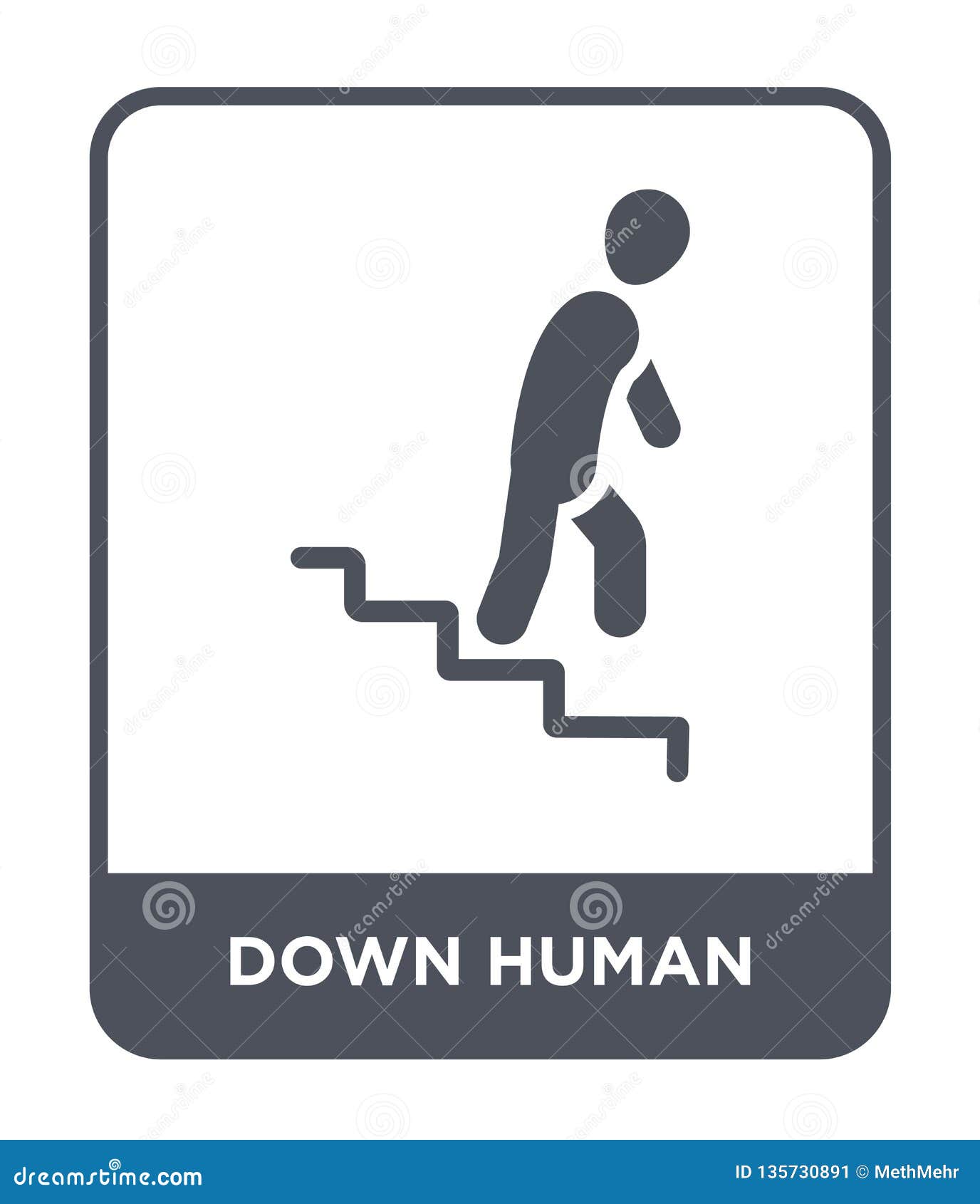 Down Human Icon in Trendy Design Style. Down Human Icon Isolated on ...