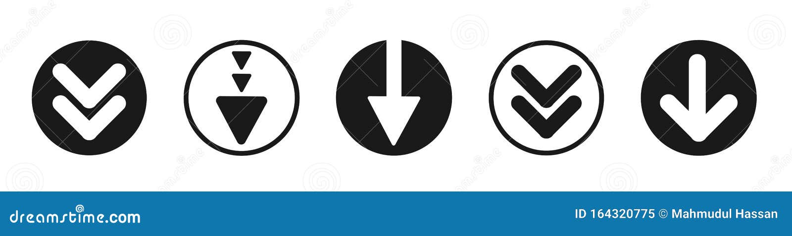 Down Icon Set. Down Sign Symbol Vector Illustration Stock Vector ...