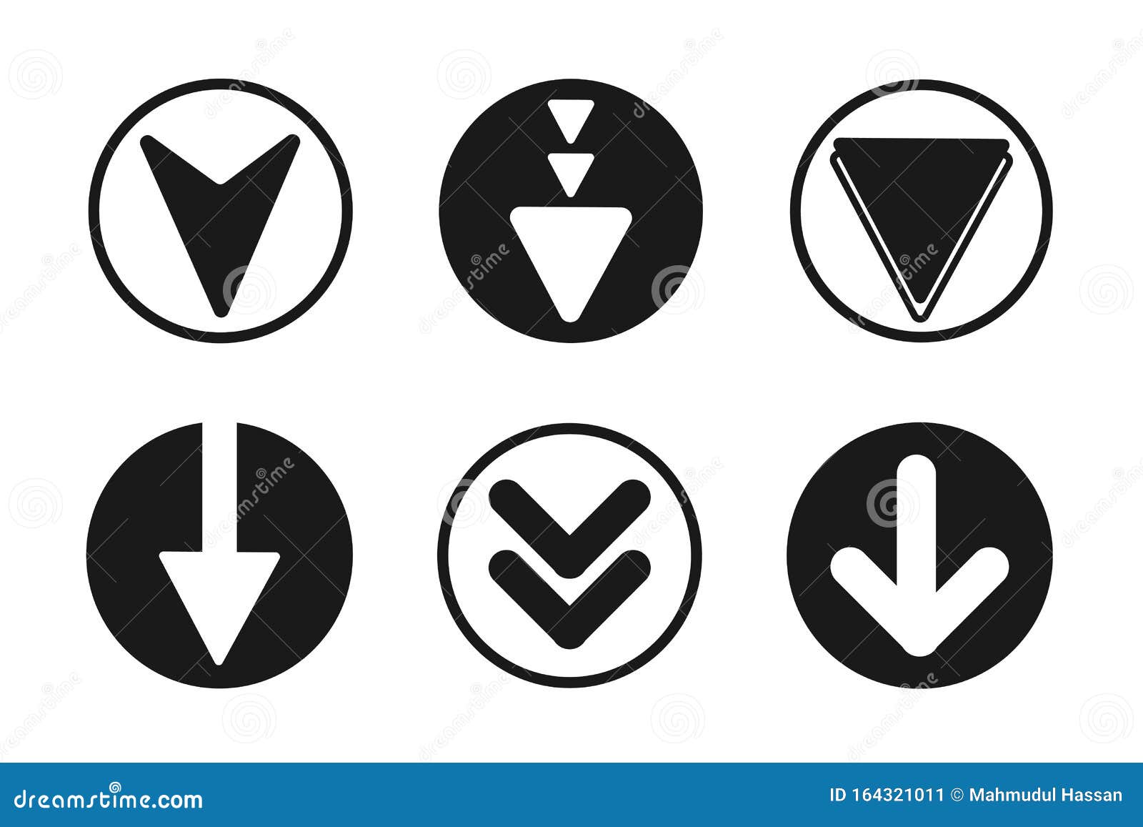 Down Icon Set Vector Illustration. Flat Down Icon Sign â€“ Vector Stock ...