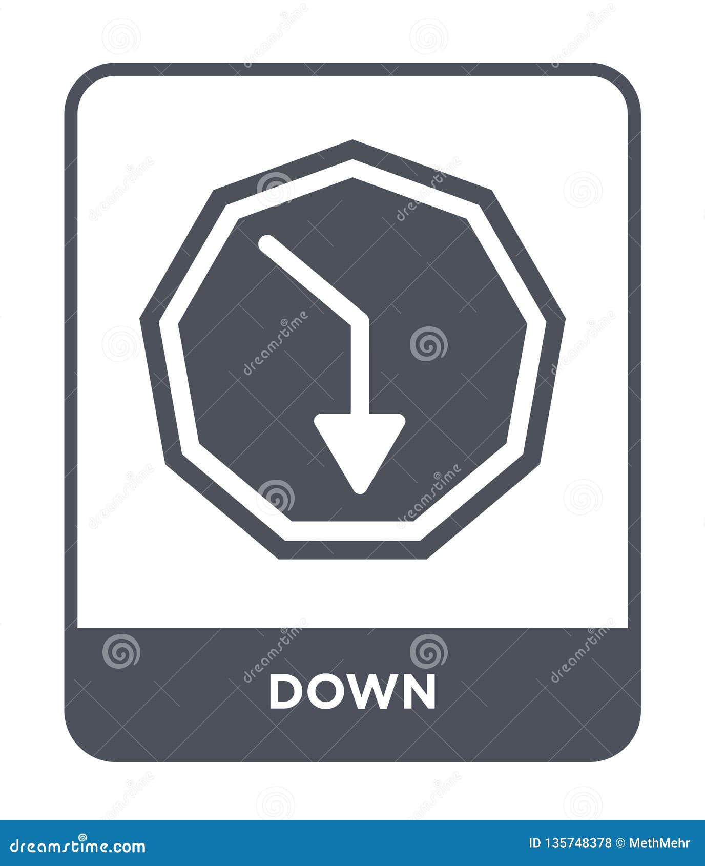Down Icon in Trendy Design Style. Down Icon Isolated on White ...